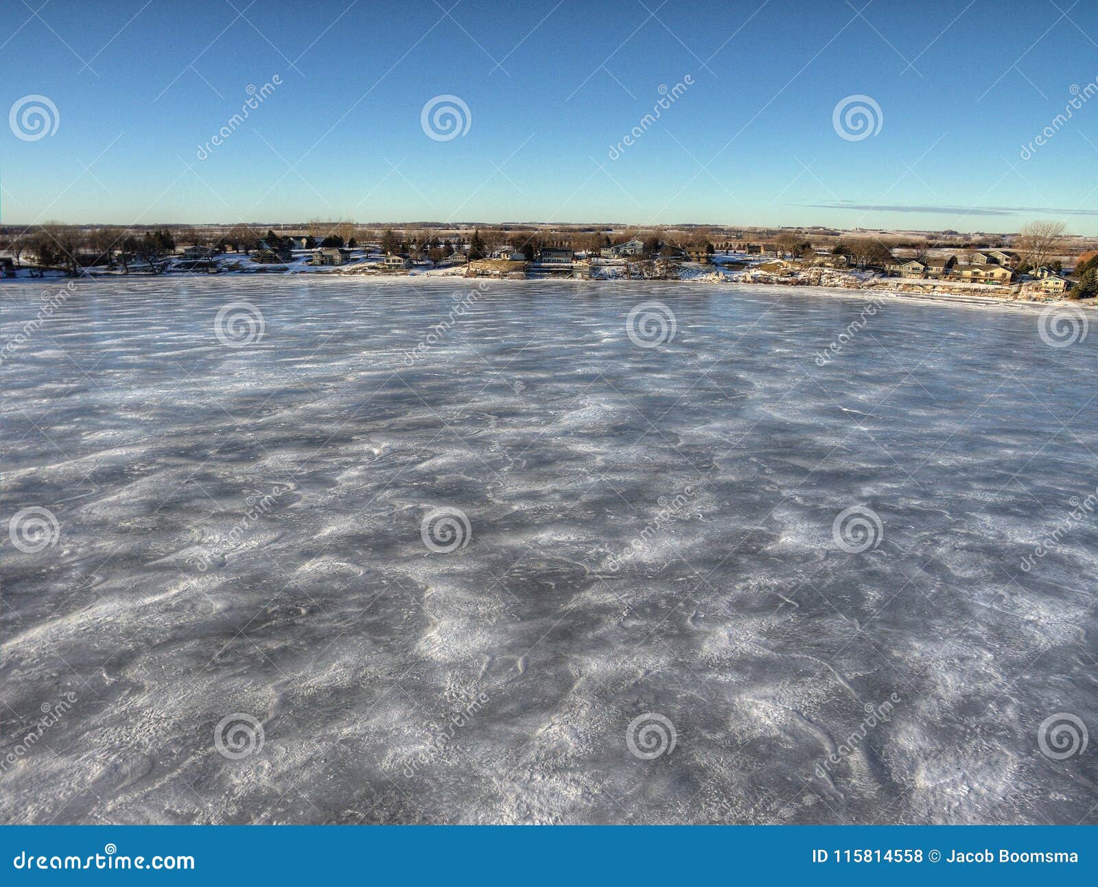 A Frozen Lake Madison Seen from Above by Drone in Winter Stock Photo ...