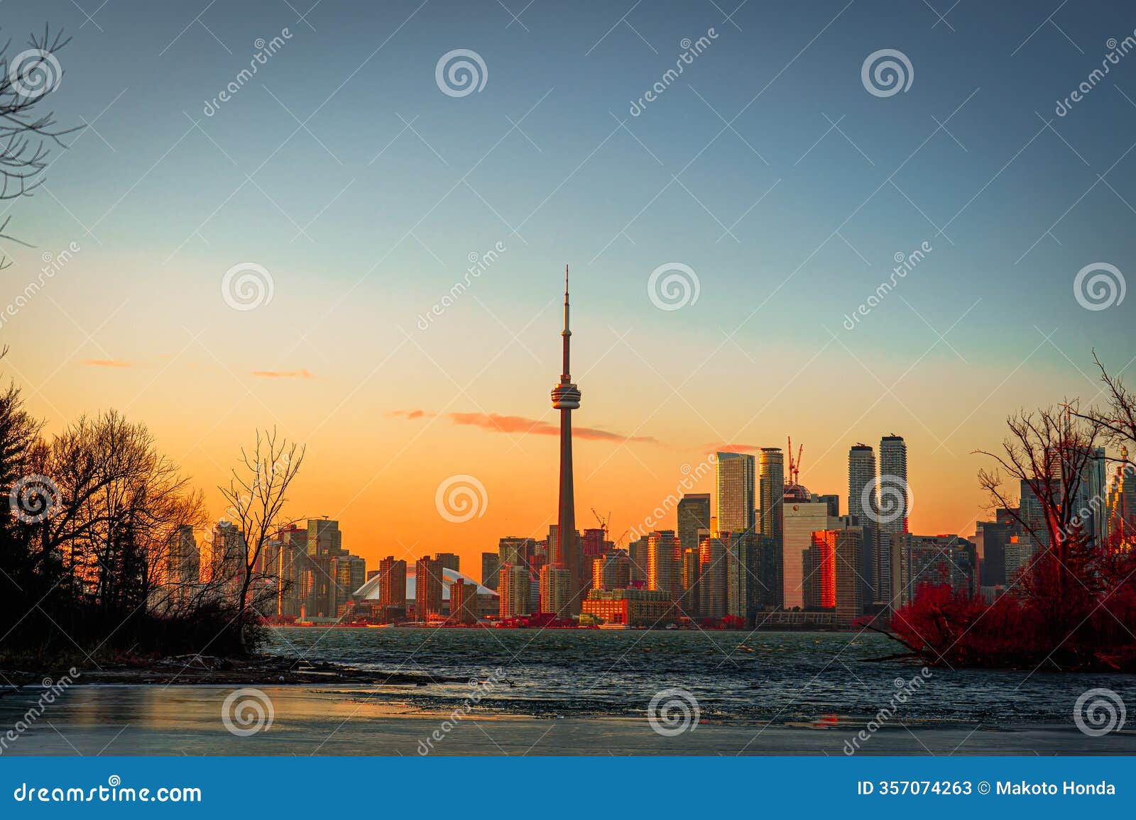 Frozen Lake and Toronto Skyline Stock Image - Image of tree, relaxing ...