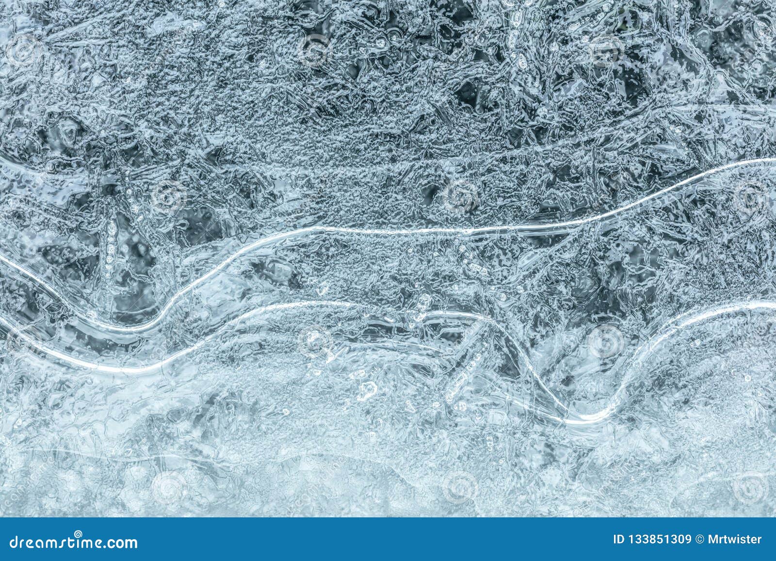 Frozen Lake Water. Crystal Ice Surface Pattern Structure Stock Image ...