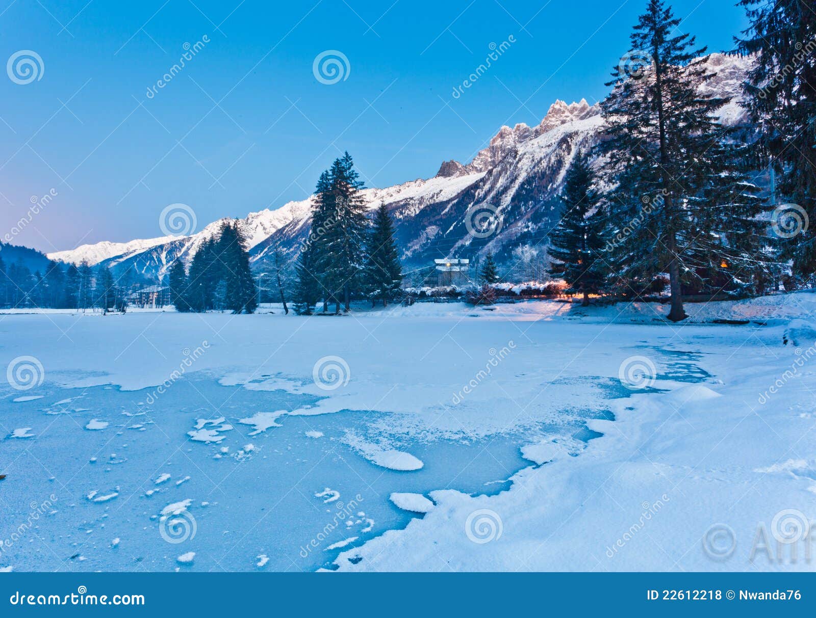 Frozen lake in winter stock photo. Image of snow, dusk - 22612218