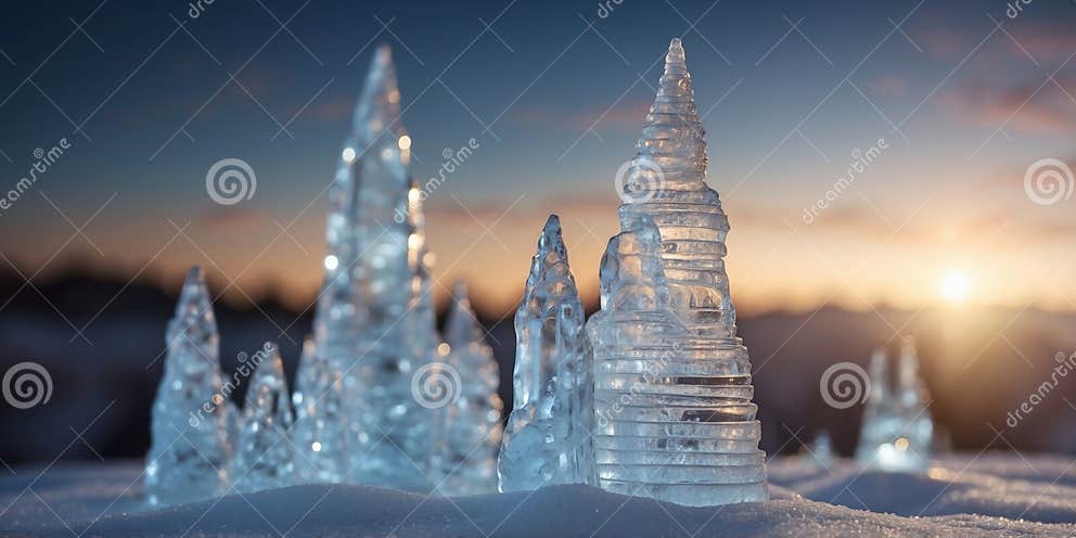 A Frozen Landscape Where the Ice Formations Resemble Towering, Spiked ...
