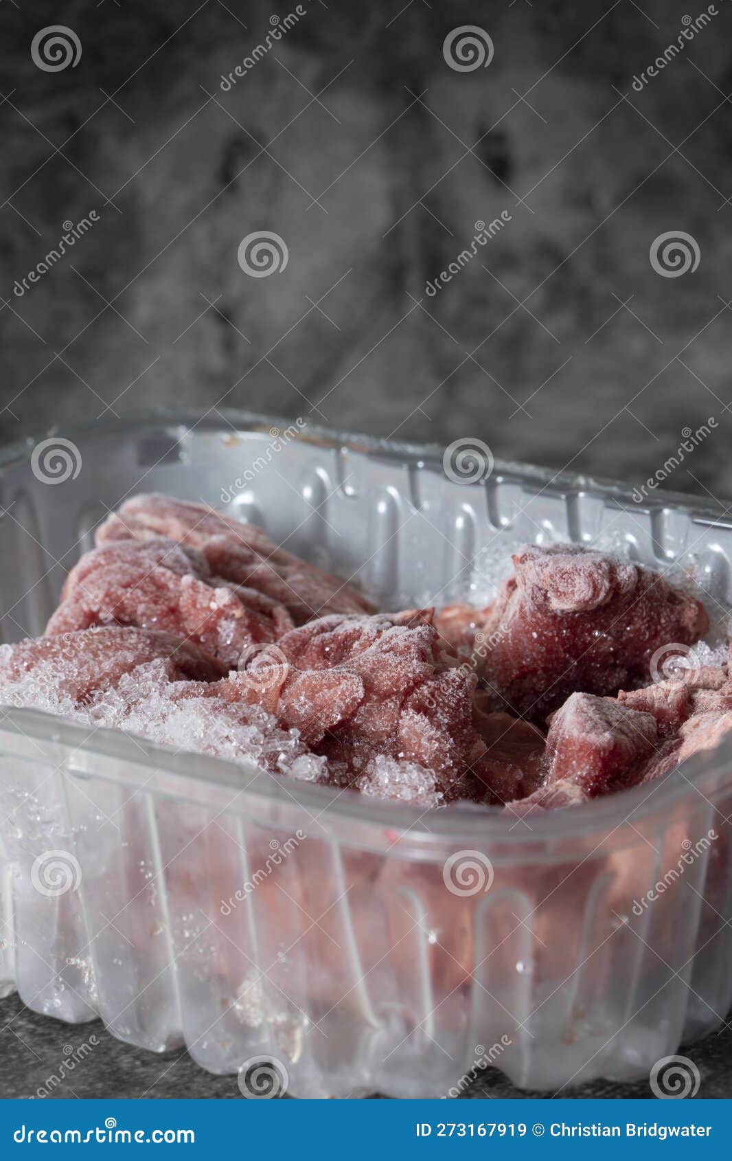 Frozen Lean Beef Steak Cubes in Clear Plastic Tray Packaging. Stock ...