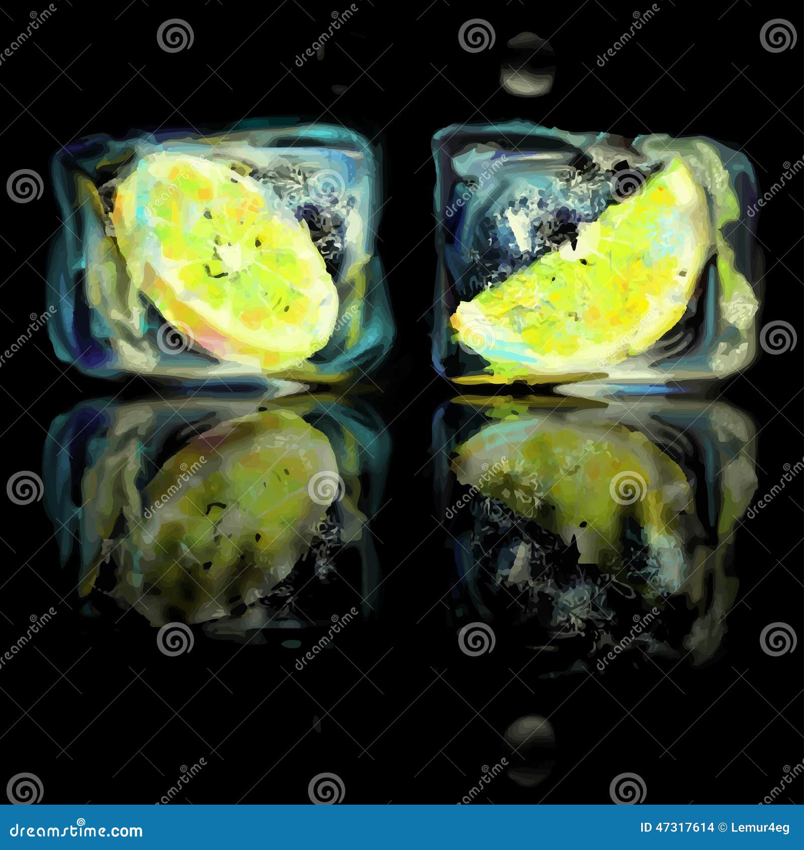 Frozen lemon slice stock vector. Illustration of paints - 47317614
