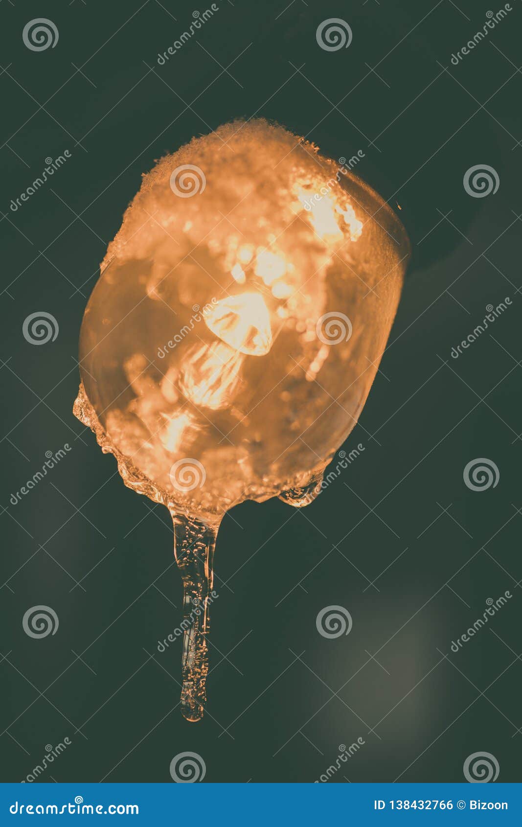 Frozen lit light bulb stock photo. Image of cold, crystal - 138432766