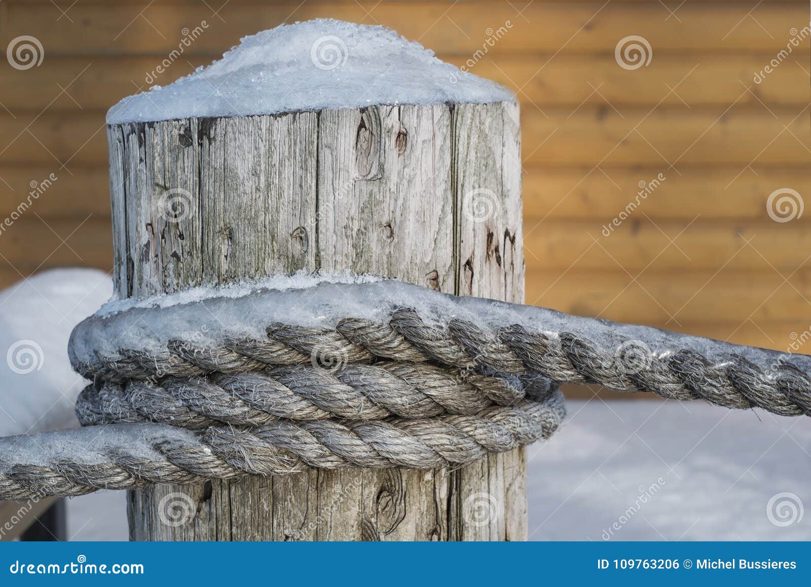 Frozen Log and Wind Up Rope Stock Photo - Image of garden, holiday ...