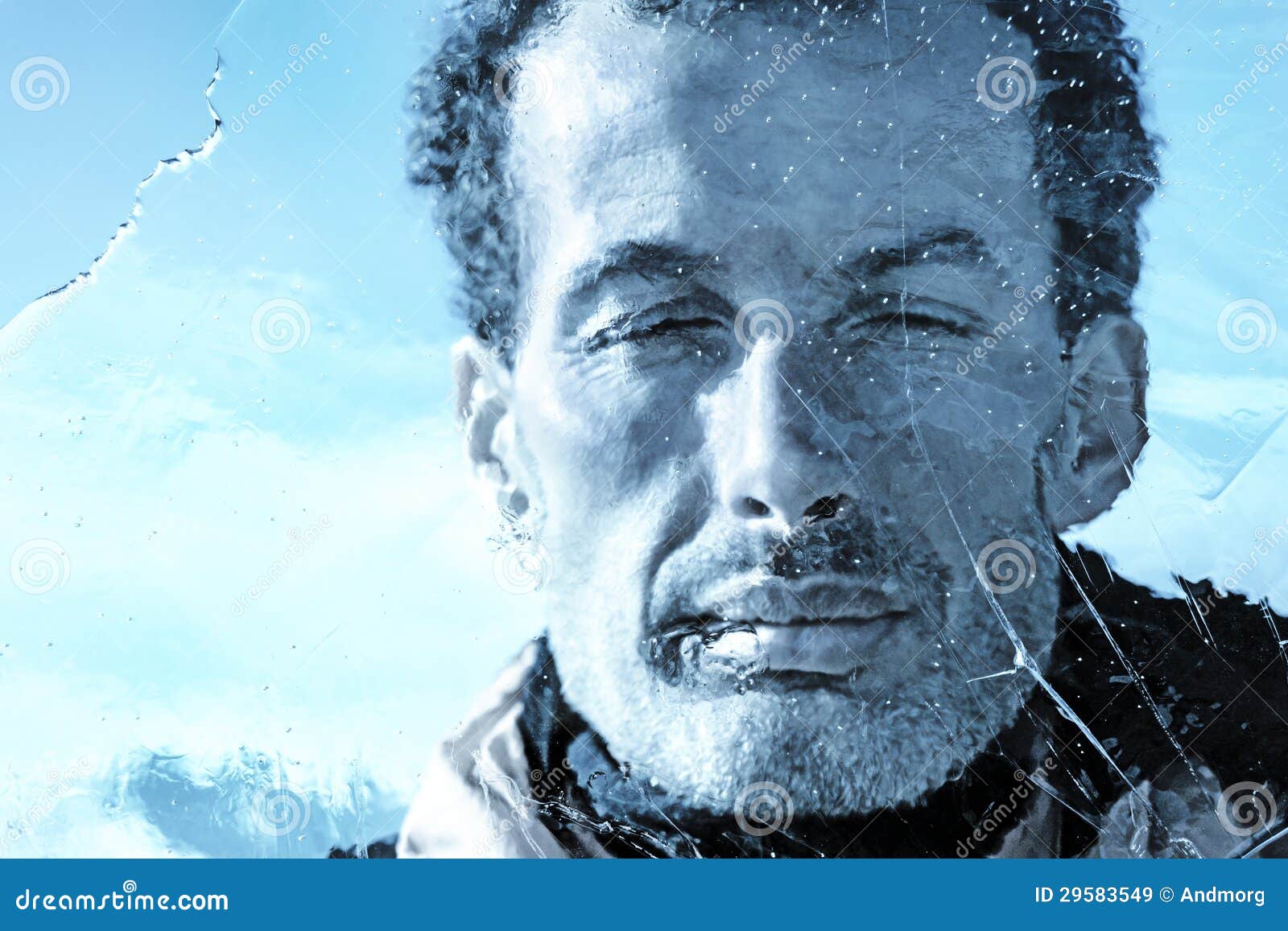 Frozen male face closeup stock image. Image of blue, hair - 29583549