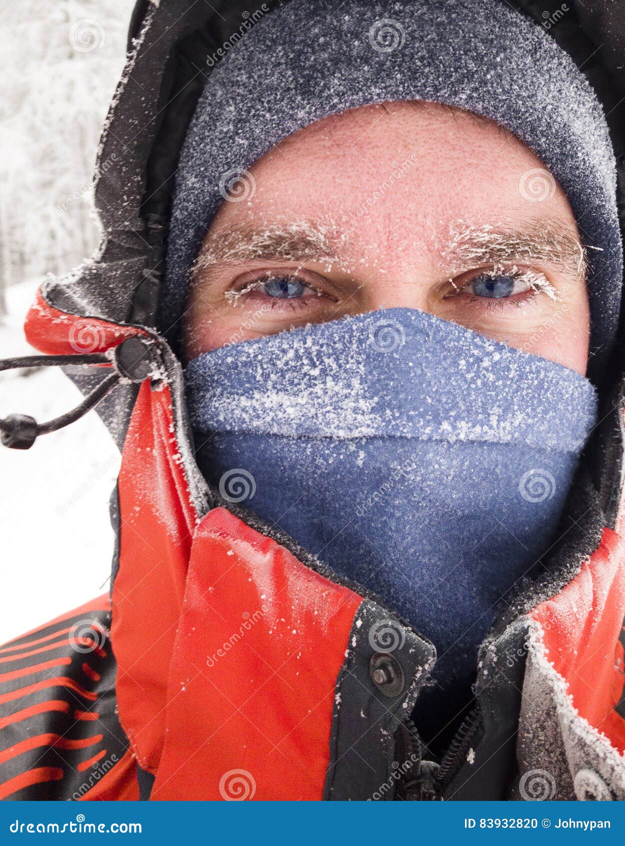 Frozen Man Face in Winter Scene Stock Photo - Image of crazy, eyelashes ...