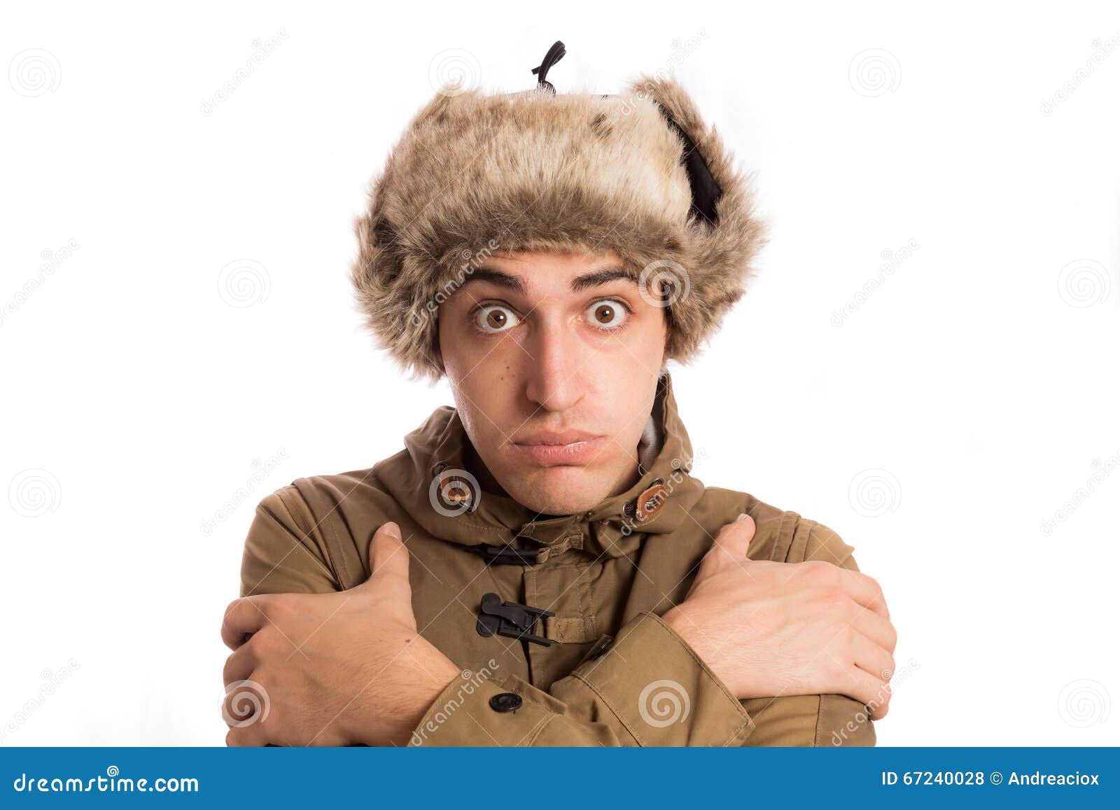 Frozen Man with Its Eskimo Hat, Isolated on White Stock Photo - Image ...