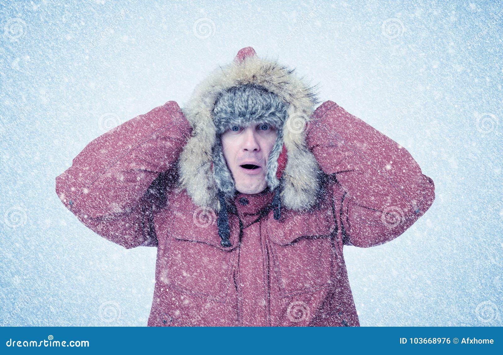 Frozen Man in Winter Clothes, Cold, Snow, Blizzard Stock Photo - Image ...