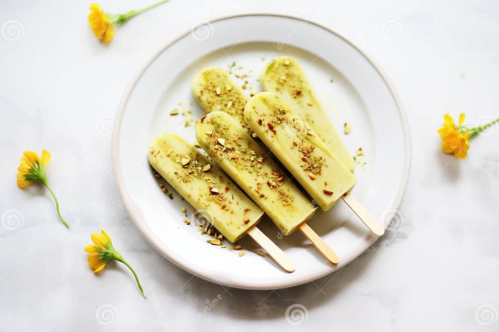 Frozen Mango Lassi Popsicles on Ice Stock Image - Image of popsicle ...