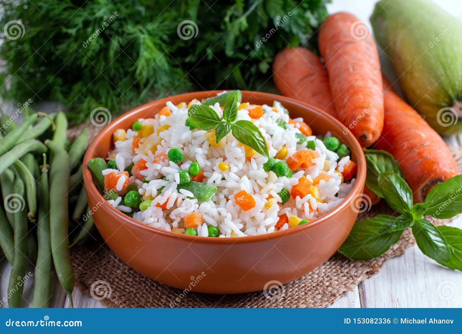 Frozen Mixed Vegetables with Rice Stock Photo - Image of fiber, blend ...