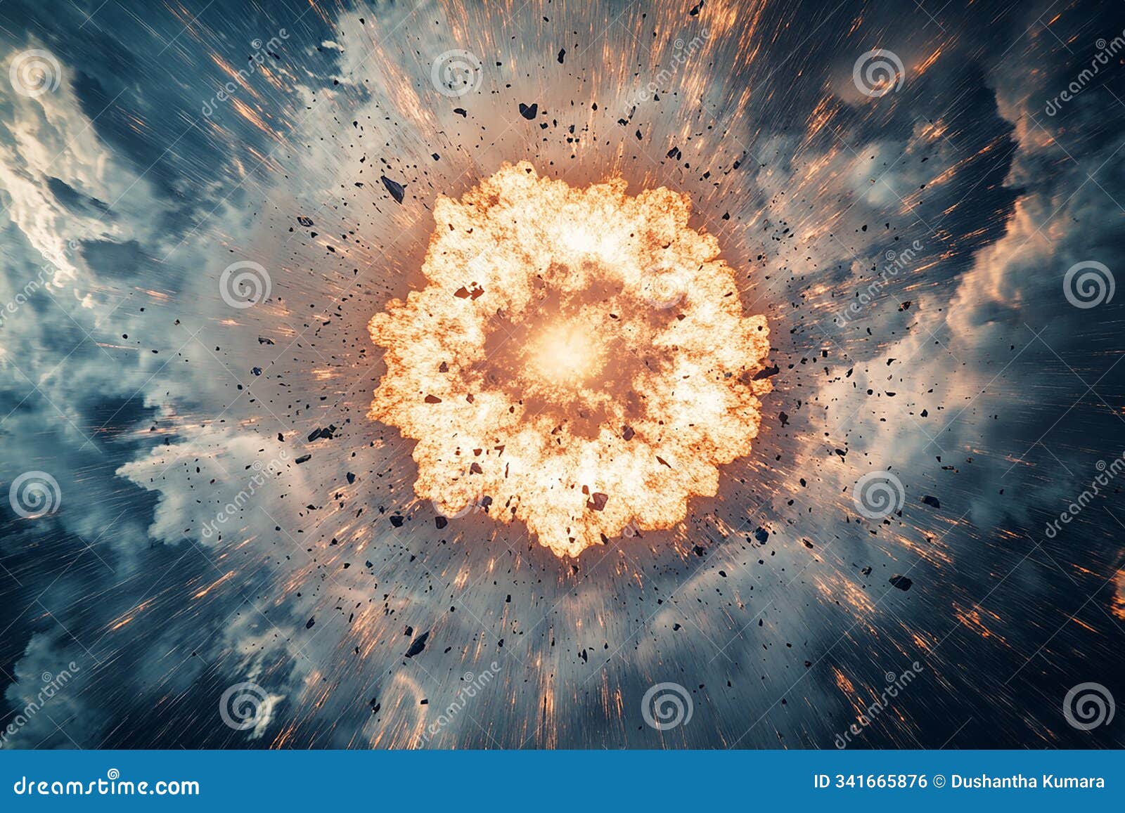 Frozen Moment of an Atomic Explosion with Blasting Shockwave Stock ...