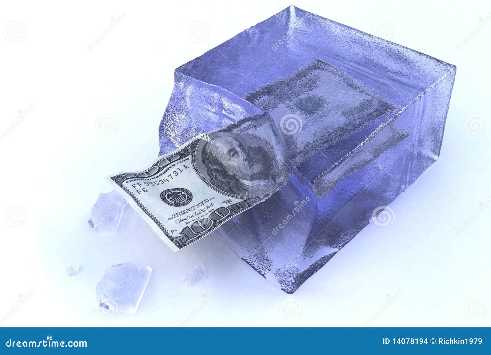 Frozen Money In Ice Cube Stock Image | CartoonDealer.com #8015203