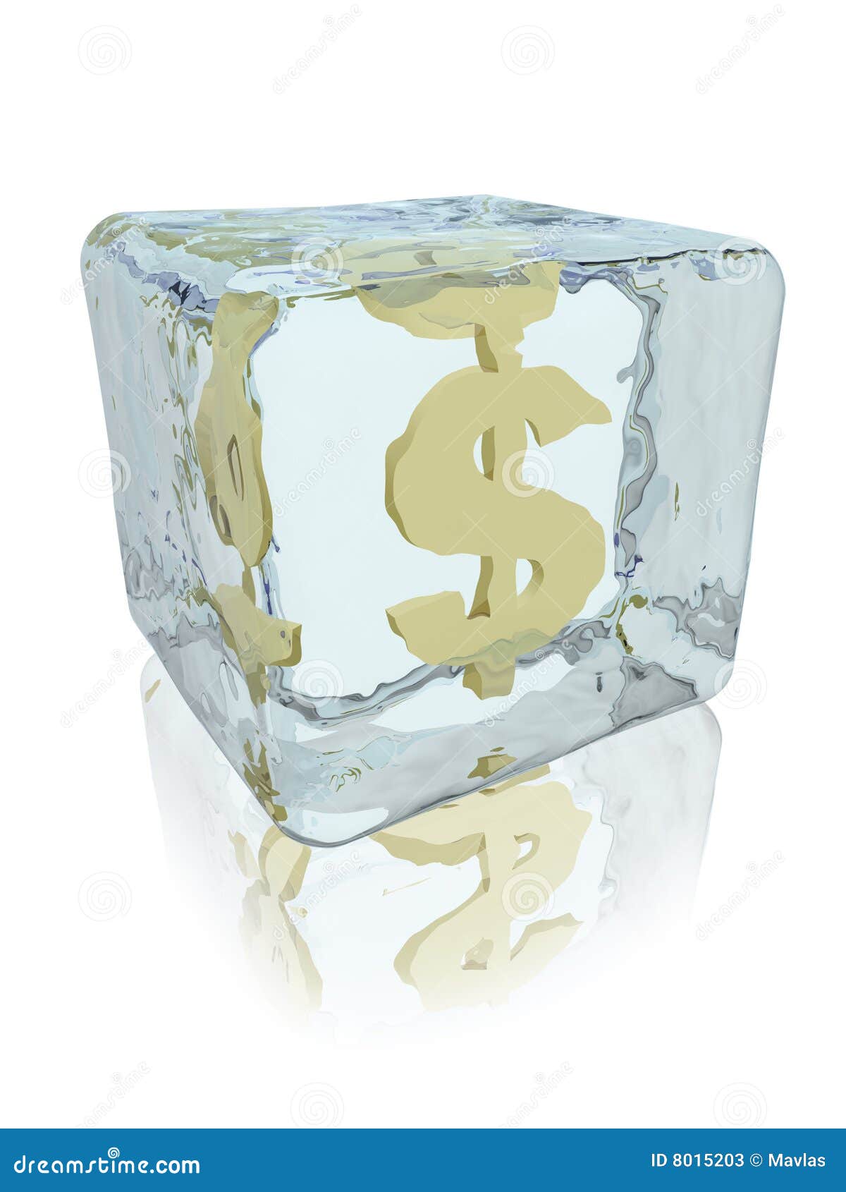 Frozen money in ice cube stock illustration. Illustration of concepts ...