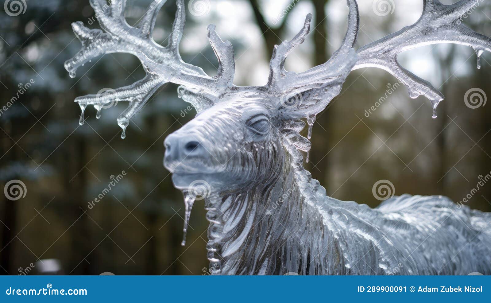 A Frozen Moose Statue with Antlers Stock Illustration - Illustration of ...