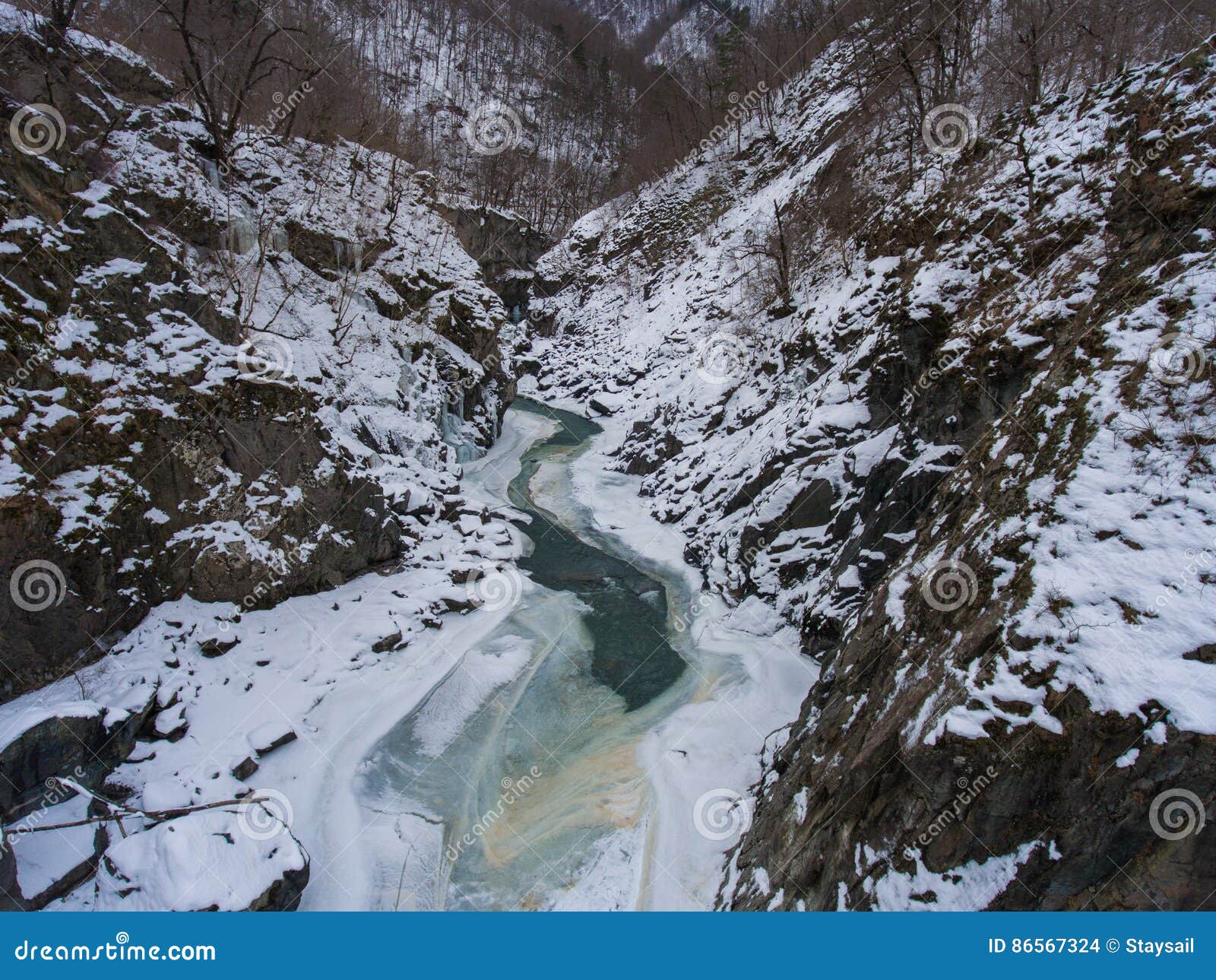 Frozen Mountain River in Granite Gorge. Stock Photo - Image of ravine ...