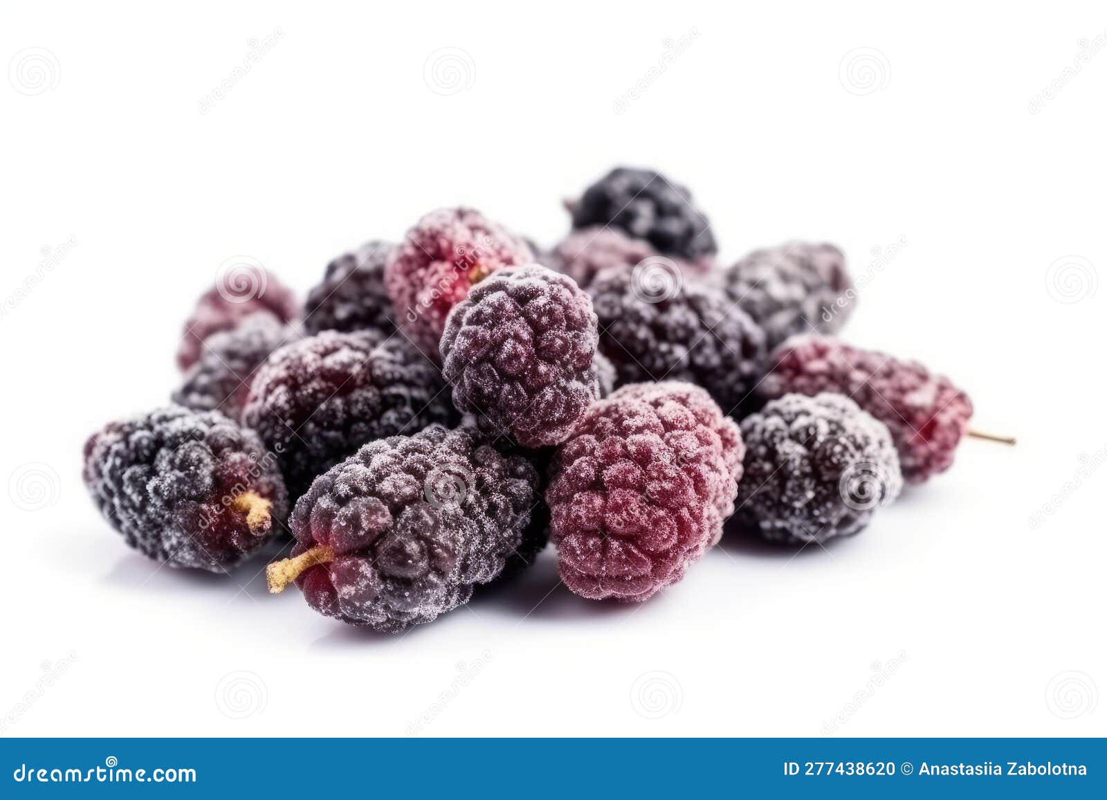 Frozen Mulberries on White Background. Generative AI Stock Illustration ...