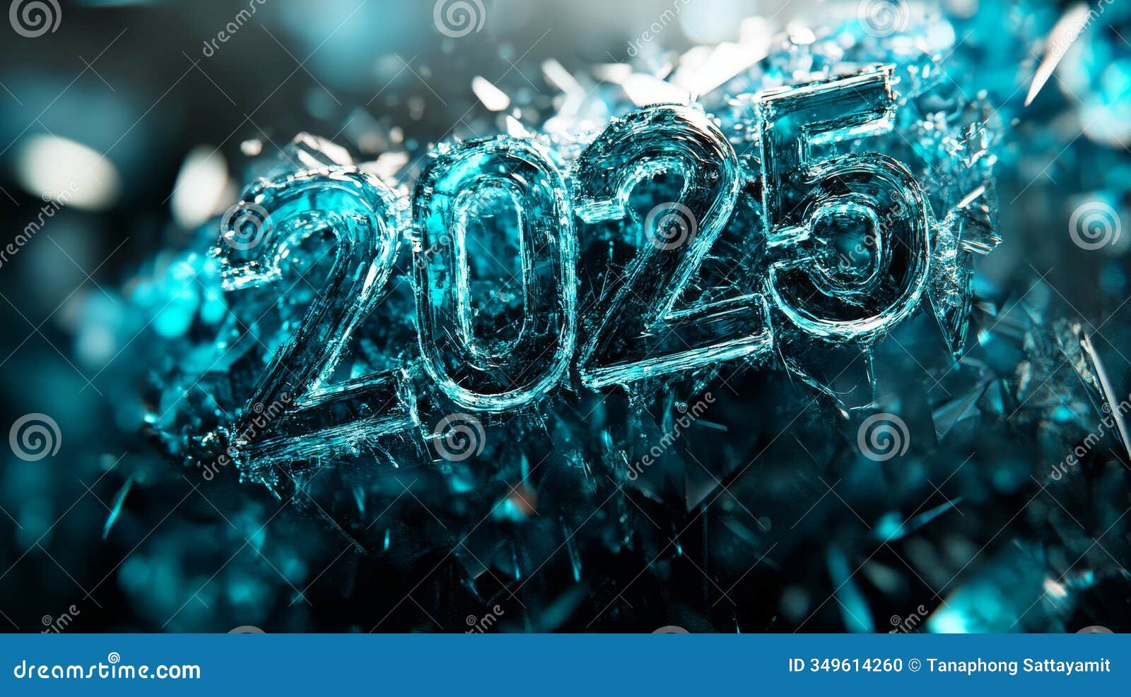 Frozen 2025 New Year Concept Shattered Ice Frozen Digits Future Year ...
