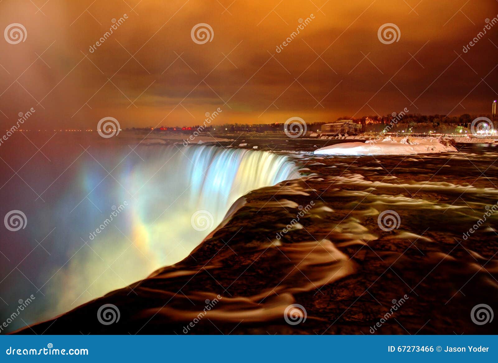 Frozen Niagara Falls at Night Stock Photo - Image of landscape, dynamic ...