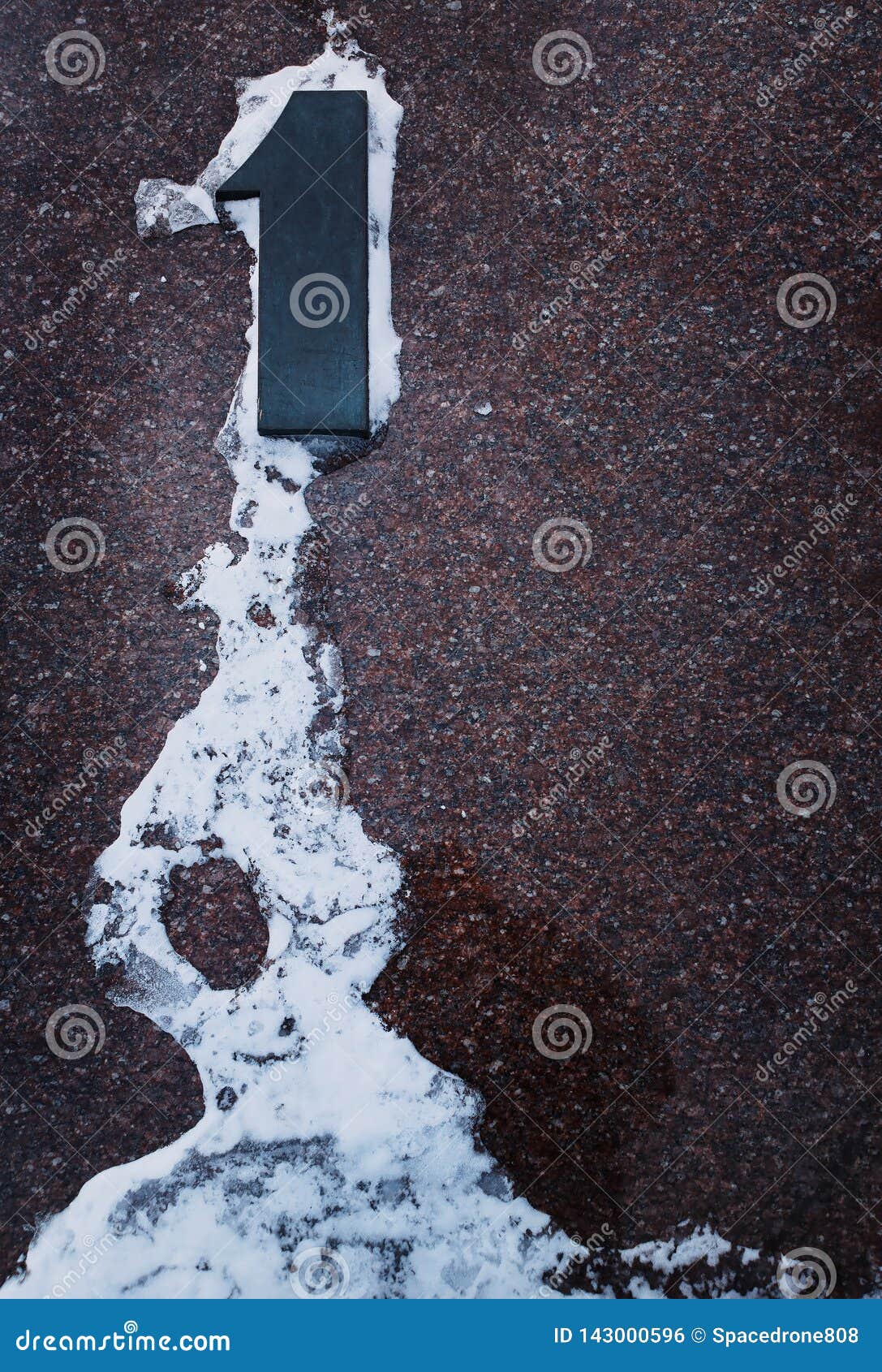 Frozen Number One on Granite Background Stock Photo - Image of winter ...