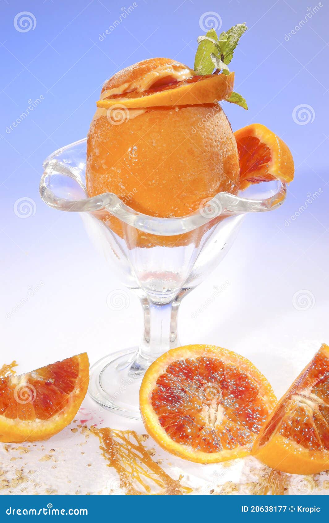 Frozen Orange Filled by Orange Sorbet Stock Image - Image of ball ...