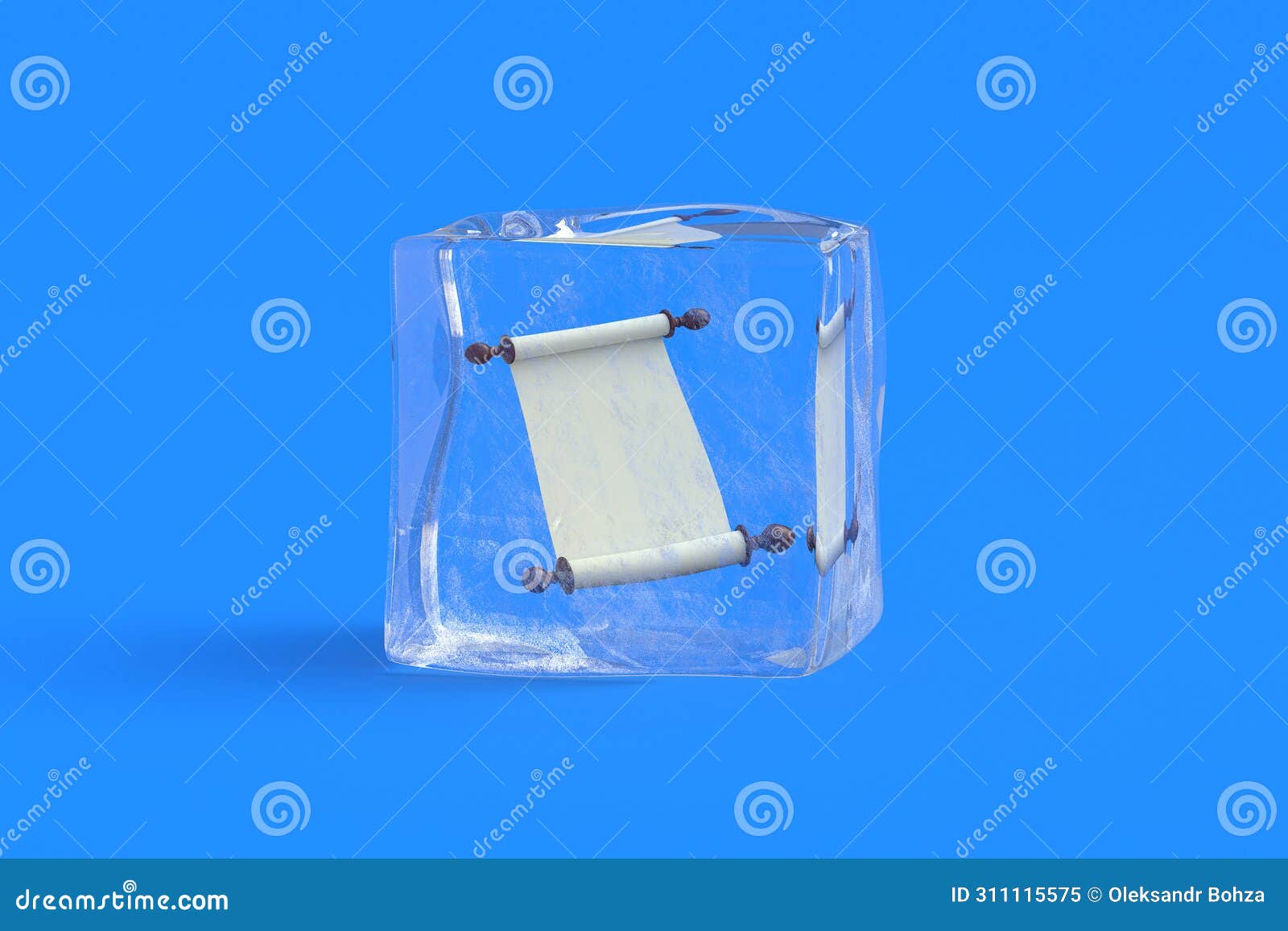 Frozen Paper Scroll in Ice Cube Stock Illustration - Illustration of ...