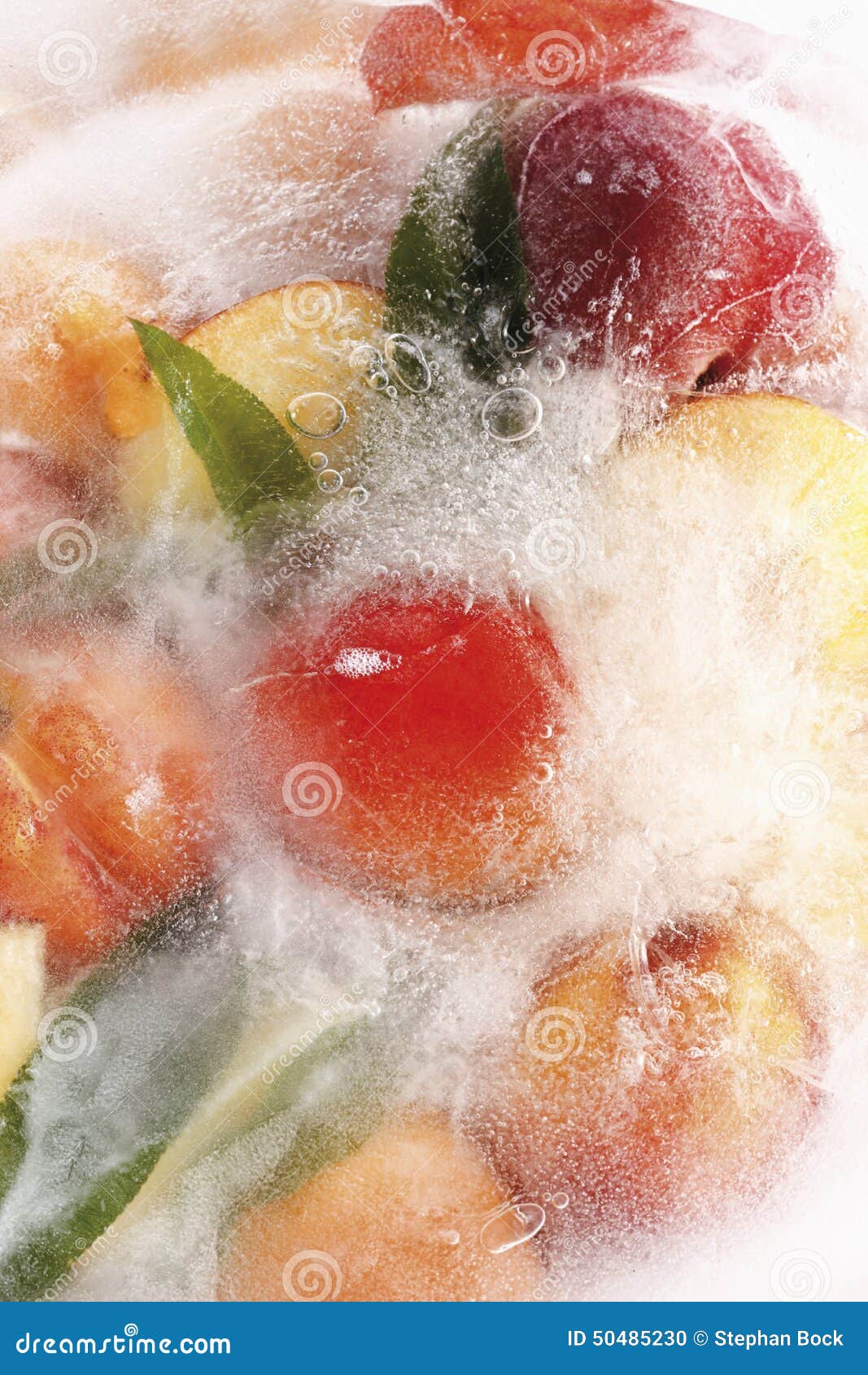 Frozen Peaches in a Block of Ice Stock Photo - Image of fruit, glossy ...