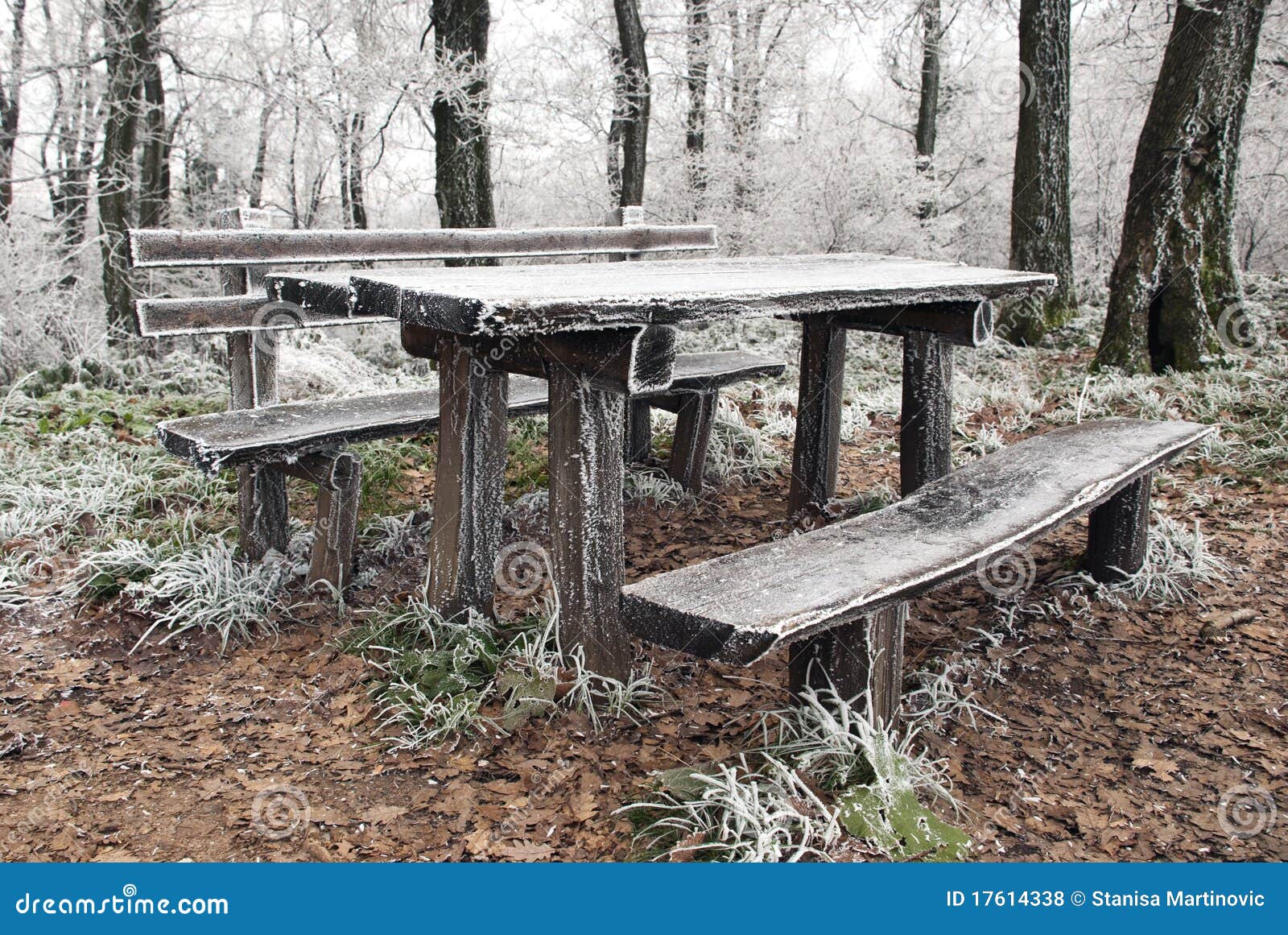 Frozen picnic table stock photo. Image of building, december - 17614338
