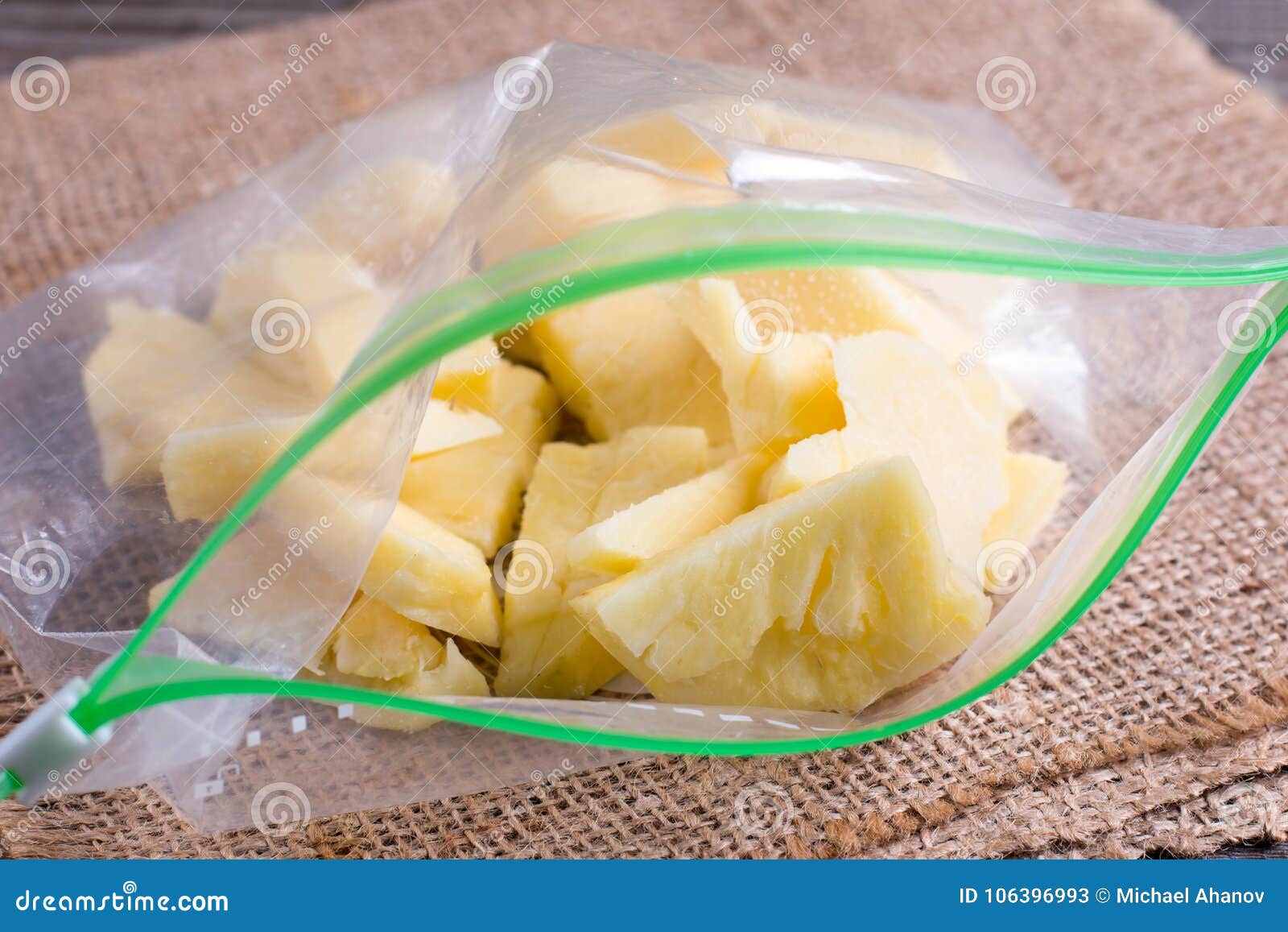 Frozen Pineapple in Plastic Bag Stock Image - Image of nature, macro ...
