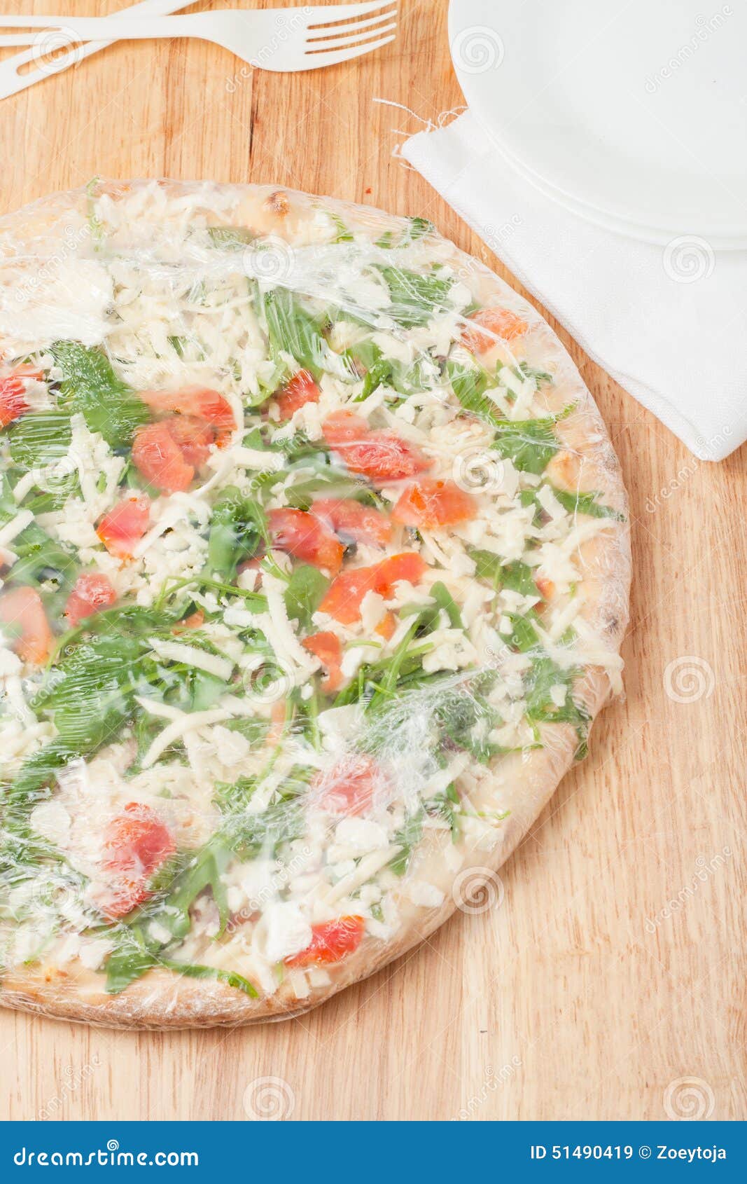 Frozen Pizza in a Plastic Wrap Stock Image - Image of health, italy ...