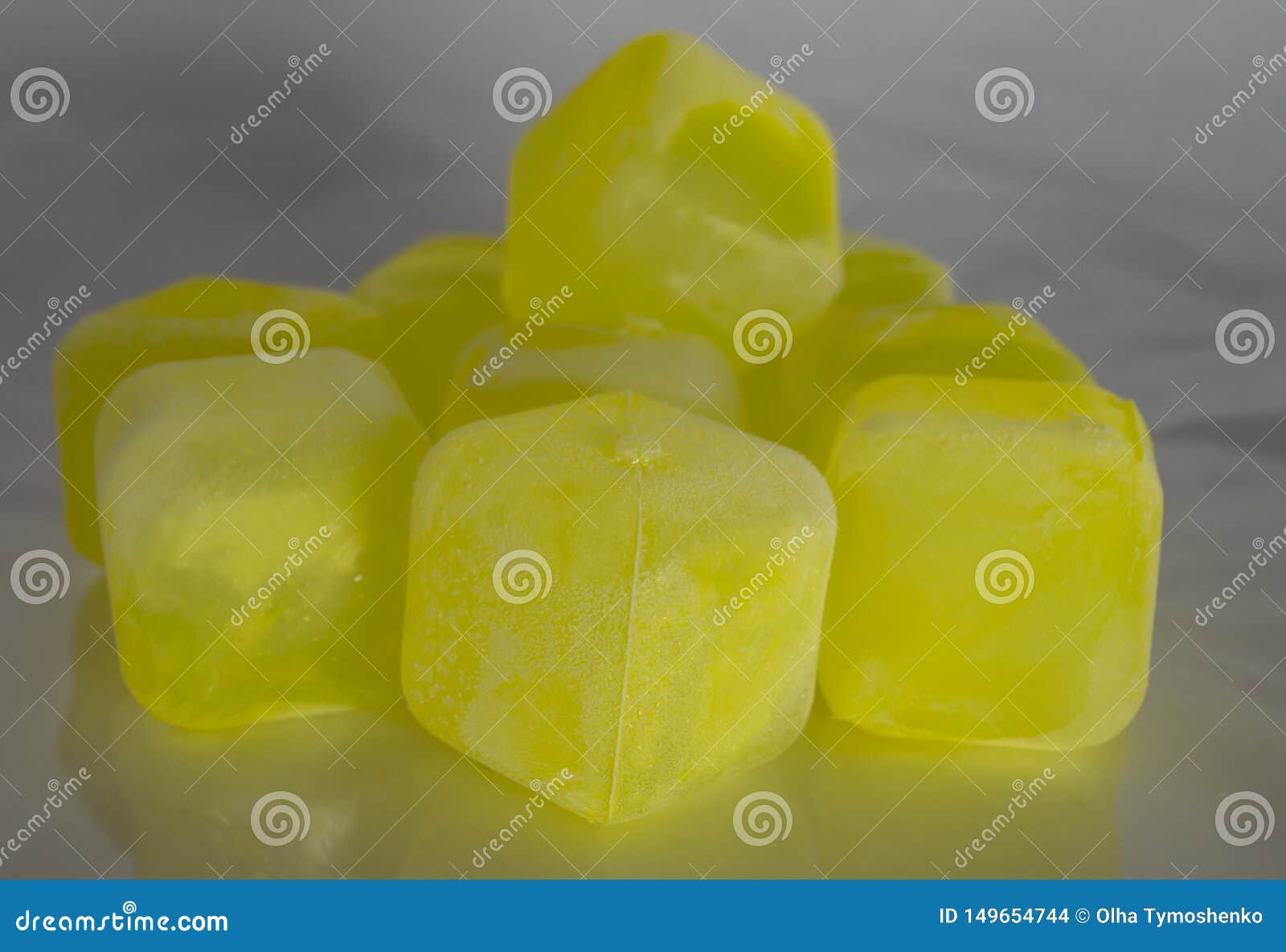 Frozen Plastic Cubes of Yellow Color Close Up Stock Photo - Image of ...