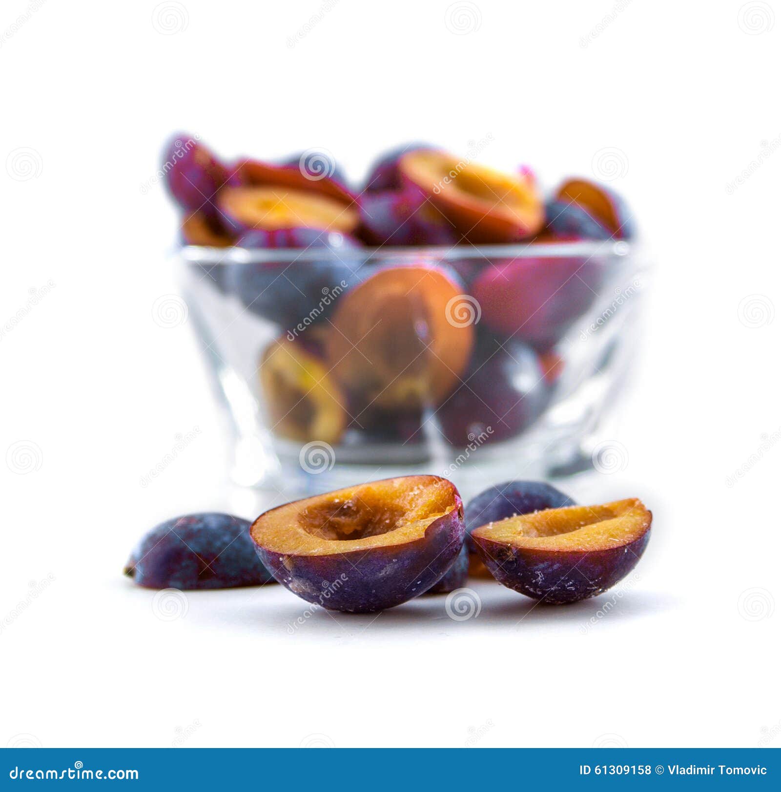 Frozen Plum Without Pit Isolated On White Background With Clipping Path ...