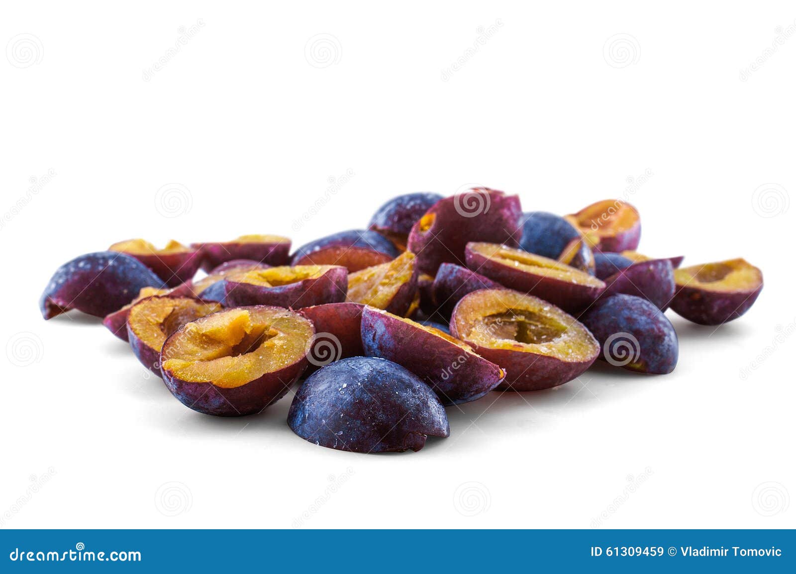 Frozen Plum Without Pit Isolated On White Background With Clipping Path ...
