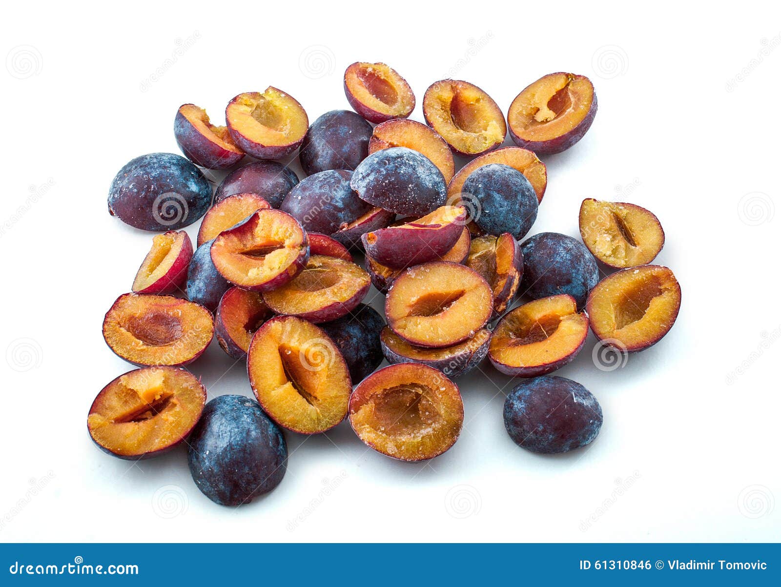 Frozen Plum Without Pit Isolated On White Background Stock Photography ...