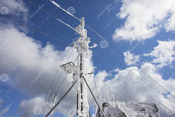 Frozen Pole with Frost Icing Stock Photo - Image of cold, exterior ...
