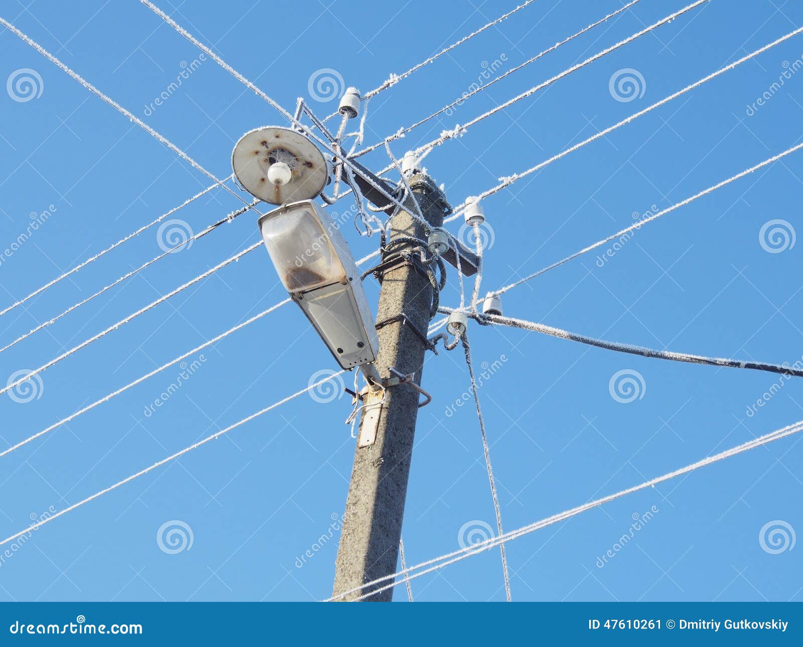 Frozen Pole stock image. Image of wire, frost, line, energy - 47610261