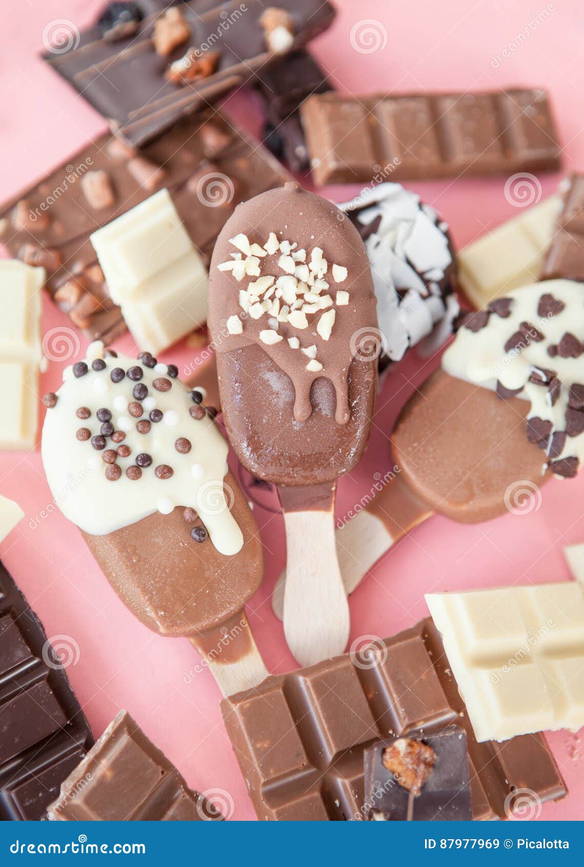 Frozen Popsicles with Chocolate Stock Image - Image of chocolate, sugar ...