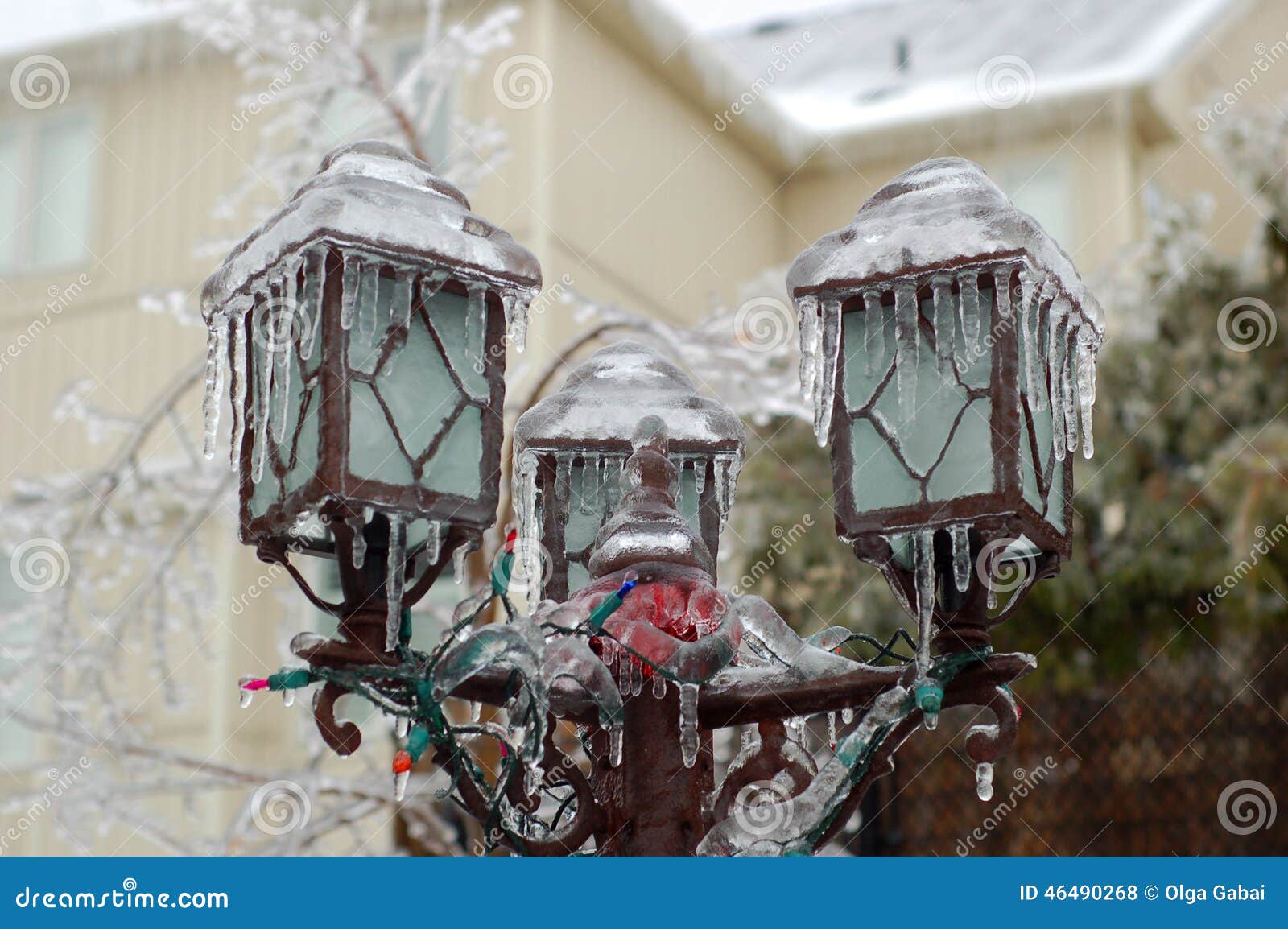 Frozen post lamp stock photo. Image of christmas, icicle - 46490268
