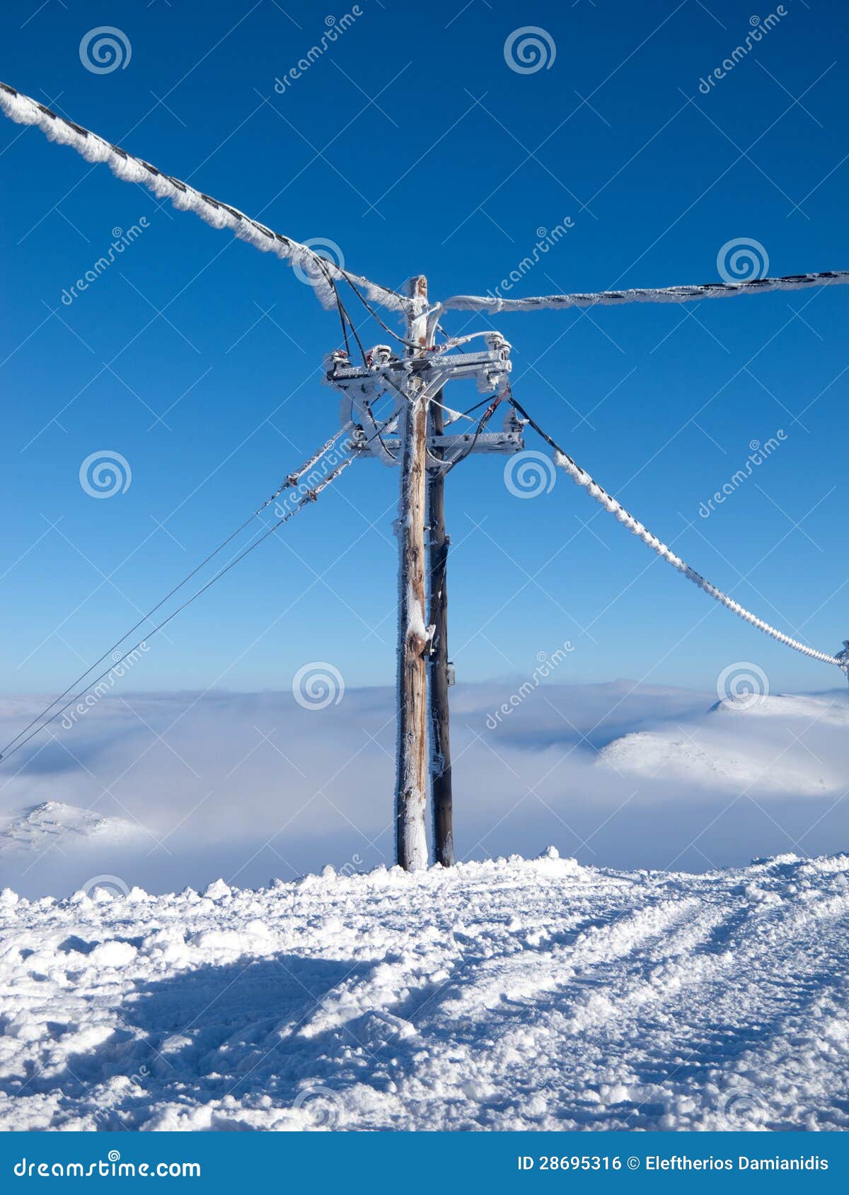 Frozen power cables stock photo. Image of metal, blue - 28695316