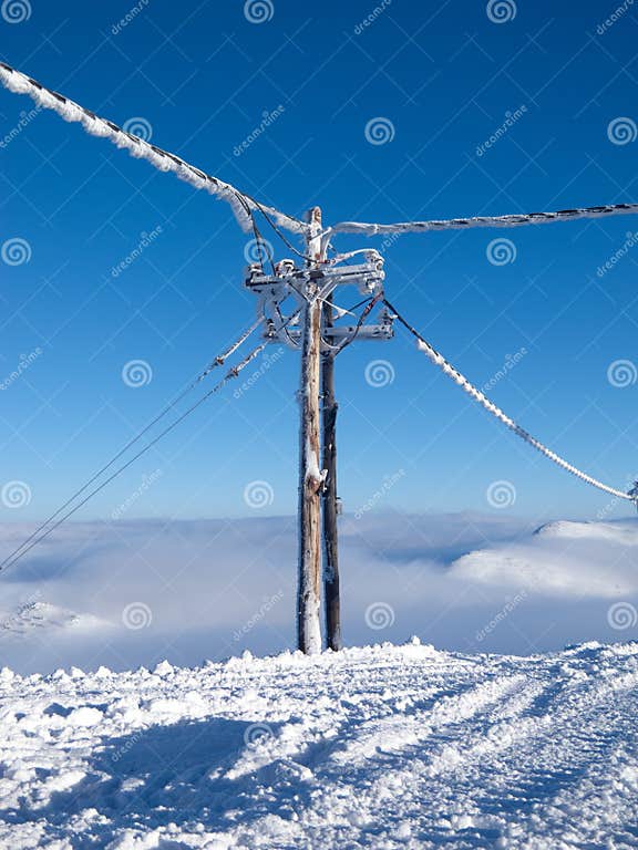 Frozen power cables stock photo. Image of metal, blue - 28695316