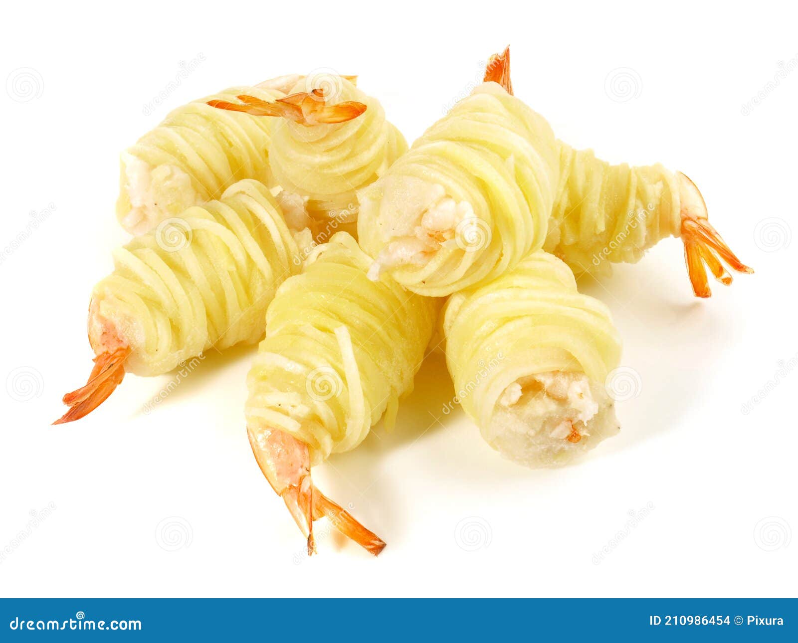 Frozen Prawn Wrapped in Potato Stock Photo - Image of bright, isolation ...