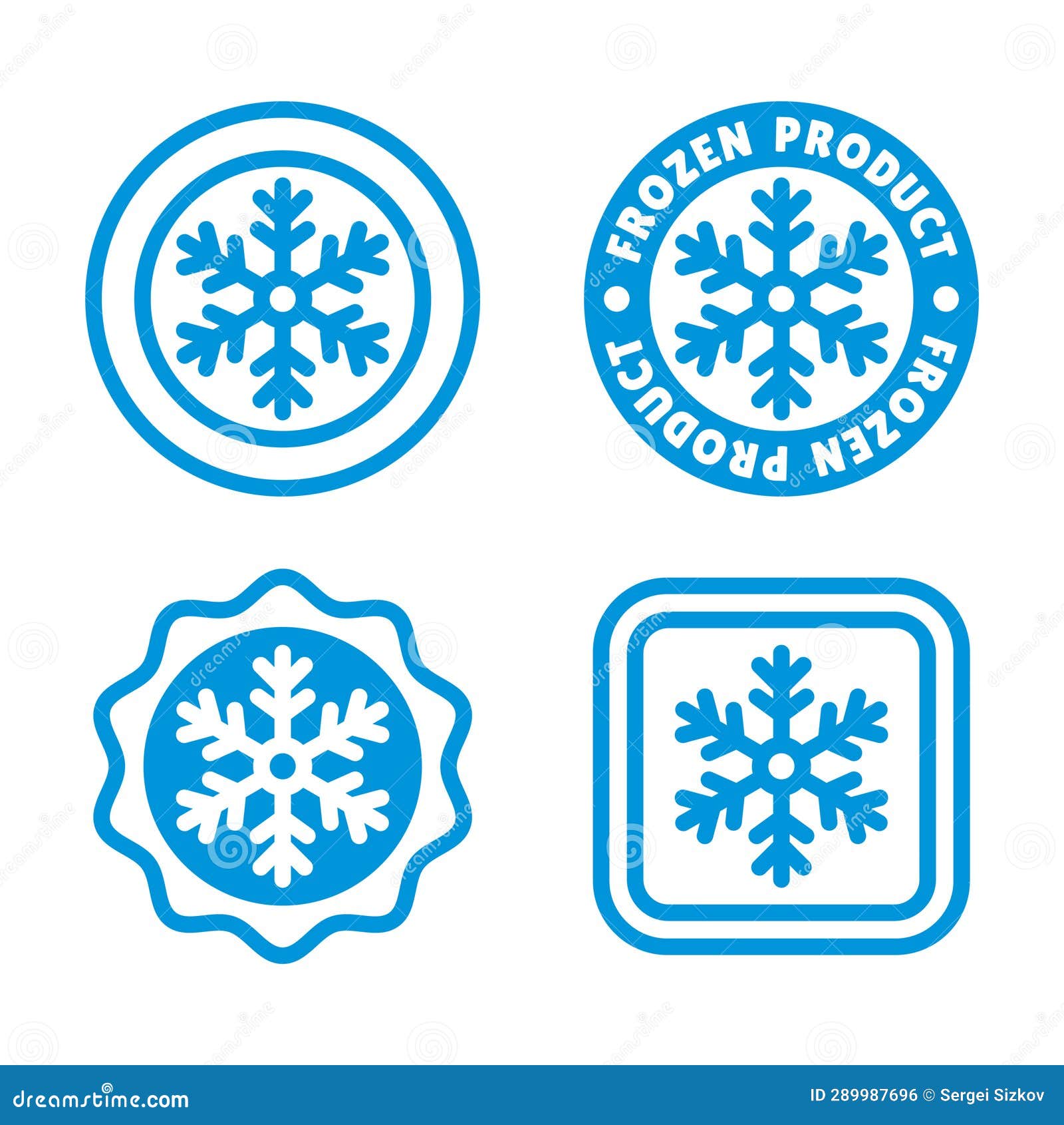 Frozen Product Label Set. Snowflake Icon on White Background Stock ...