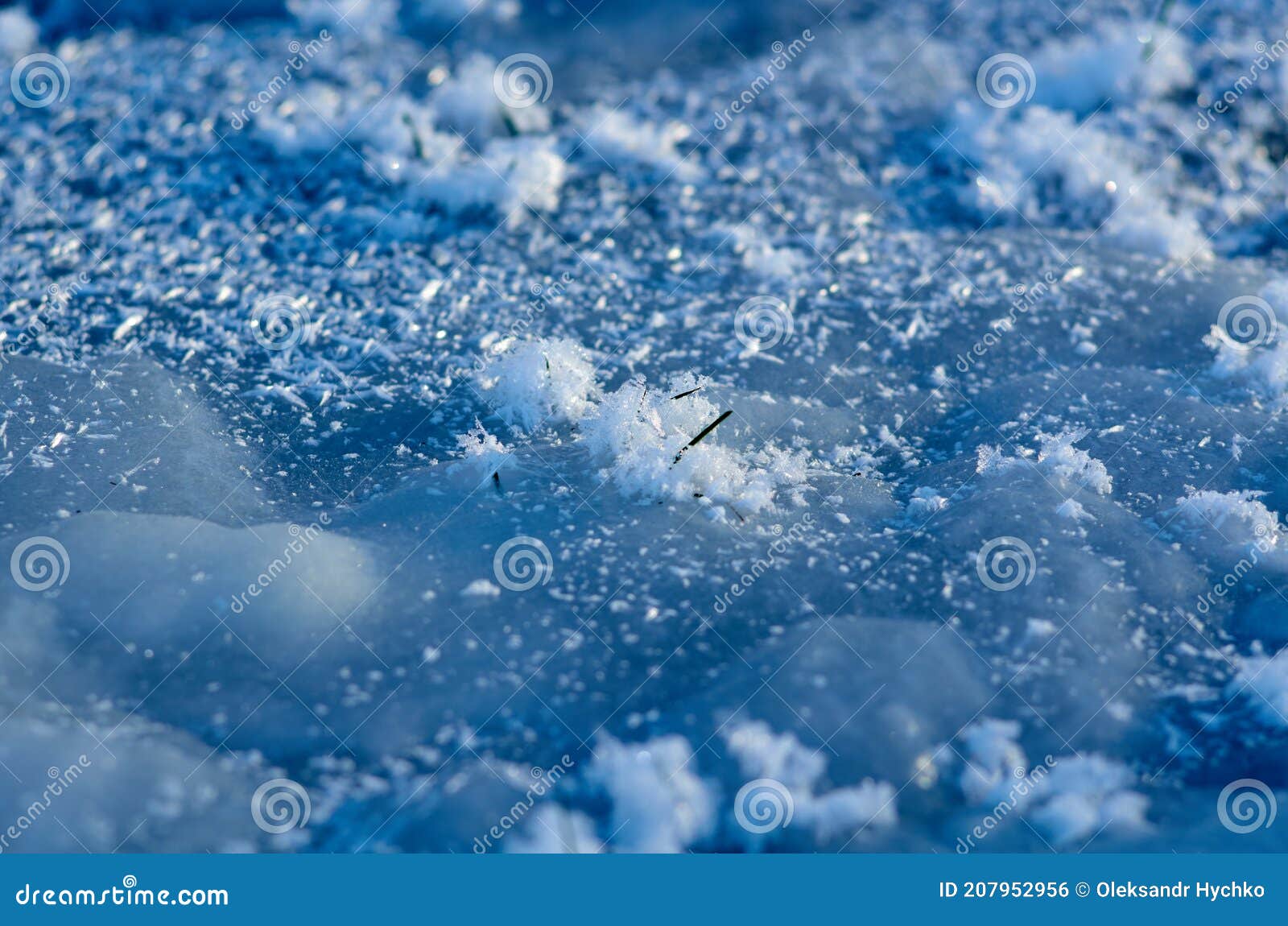Frozen Puddle and Frost Pattern Stock Photo - Image of close, river ...