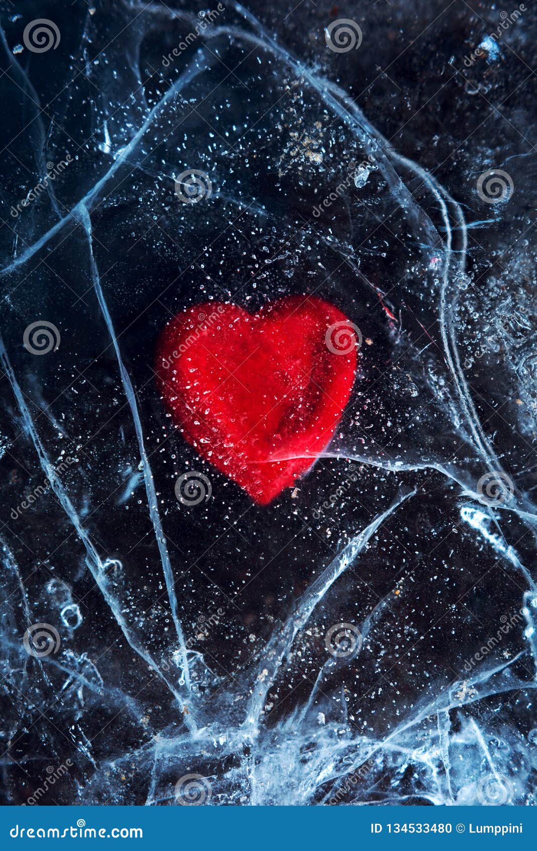 Frozen Red Heart in Blured Ice Stock Photo - Image of love, element ...
