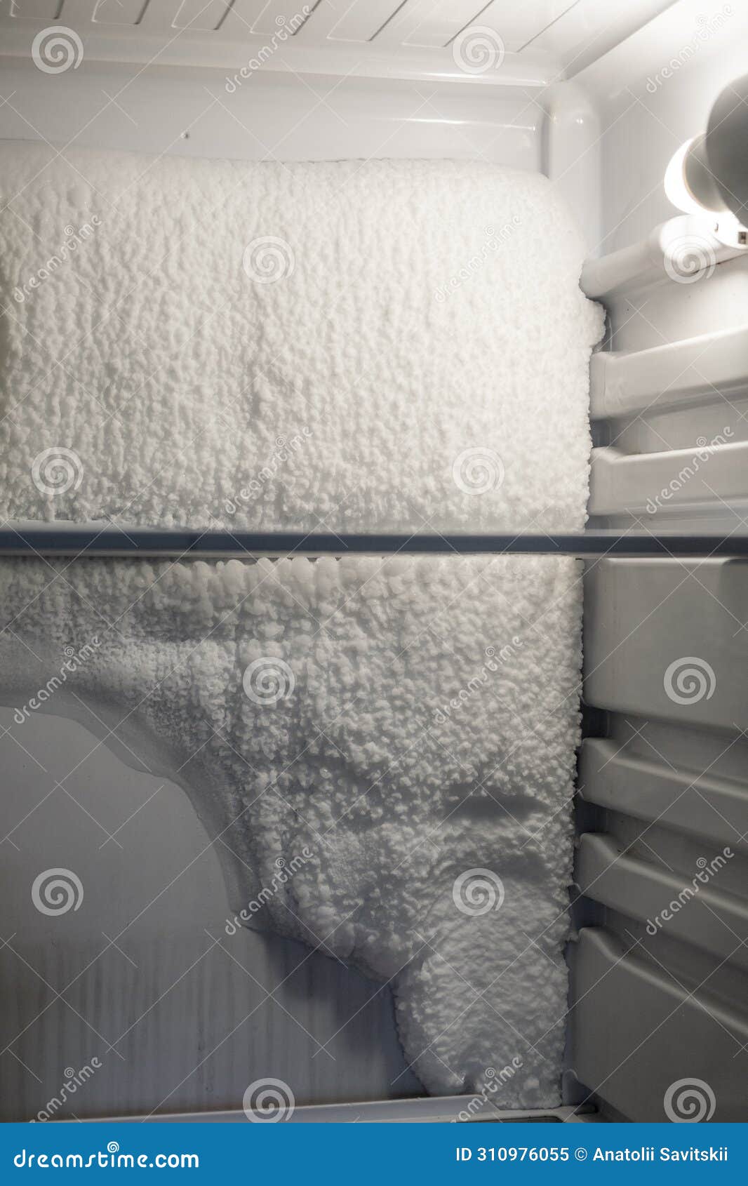 Frozen Refrigerator that Needs To Be Defrosted. Stock Image - Image of ...