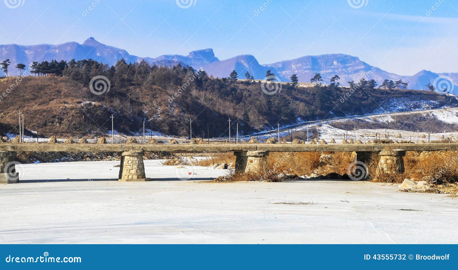 The frozen river bridge stock photo. Image of bridge - 43555732
