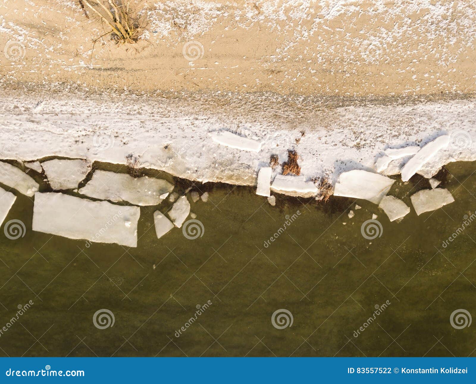 Frozen River. Riverside in Winter Time Stock Photo - Image of geology ...