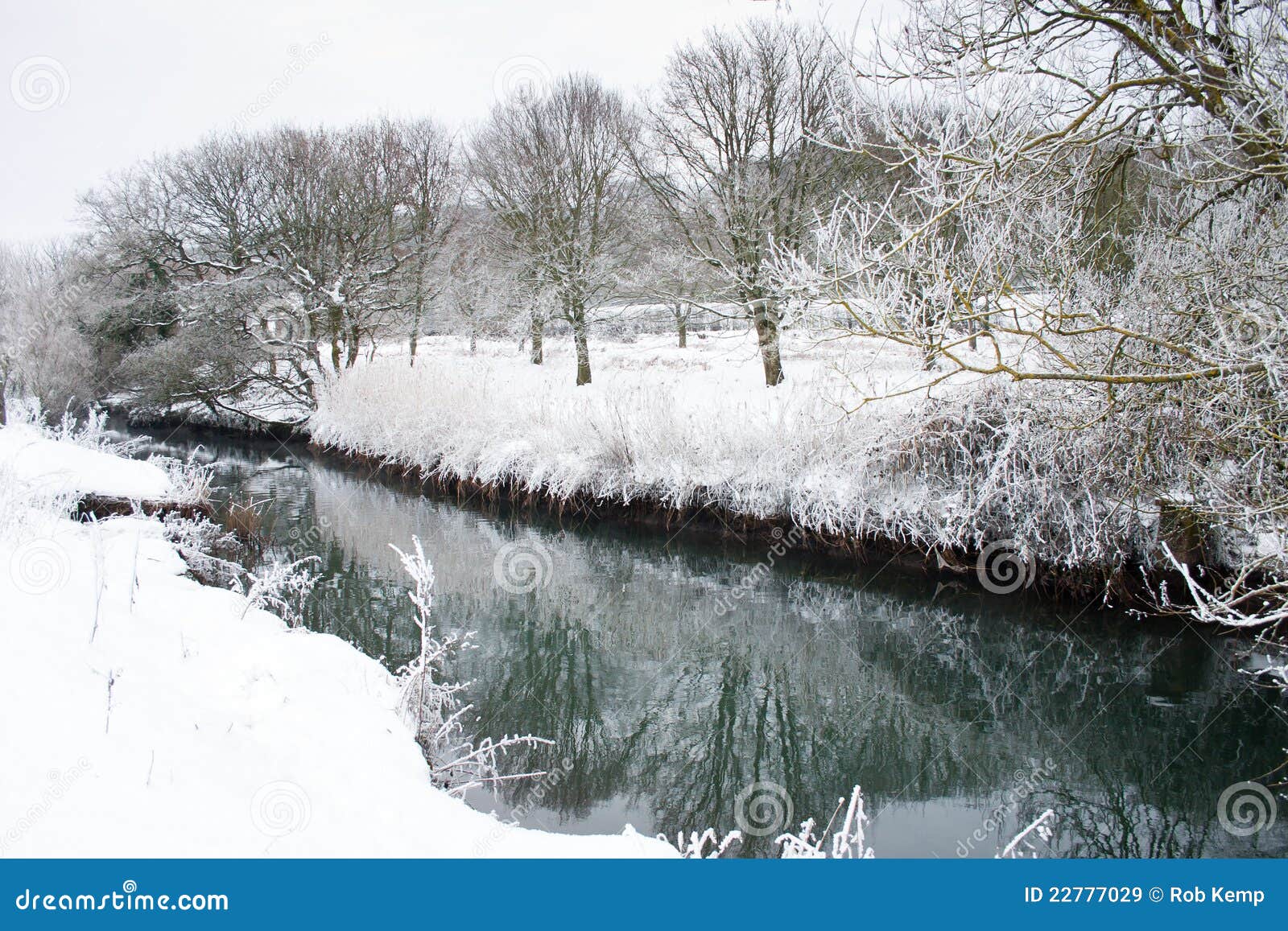 Frozen River Winter Snow and Ice Stock Image - Image of river ...