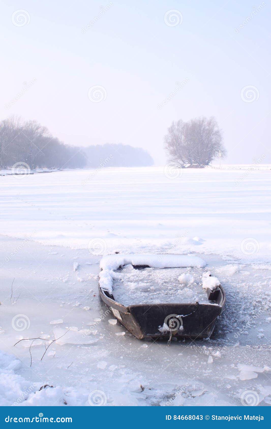 A Small Boat Trapped in the Frozen Danube River Stock Image - Image of ...