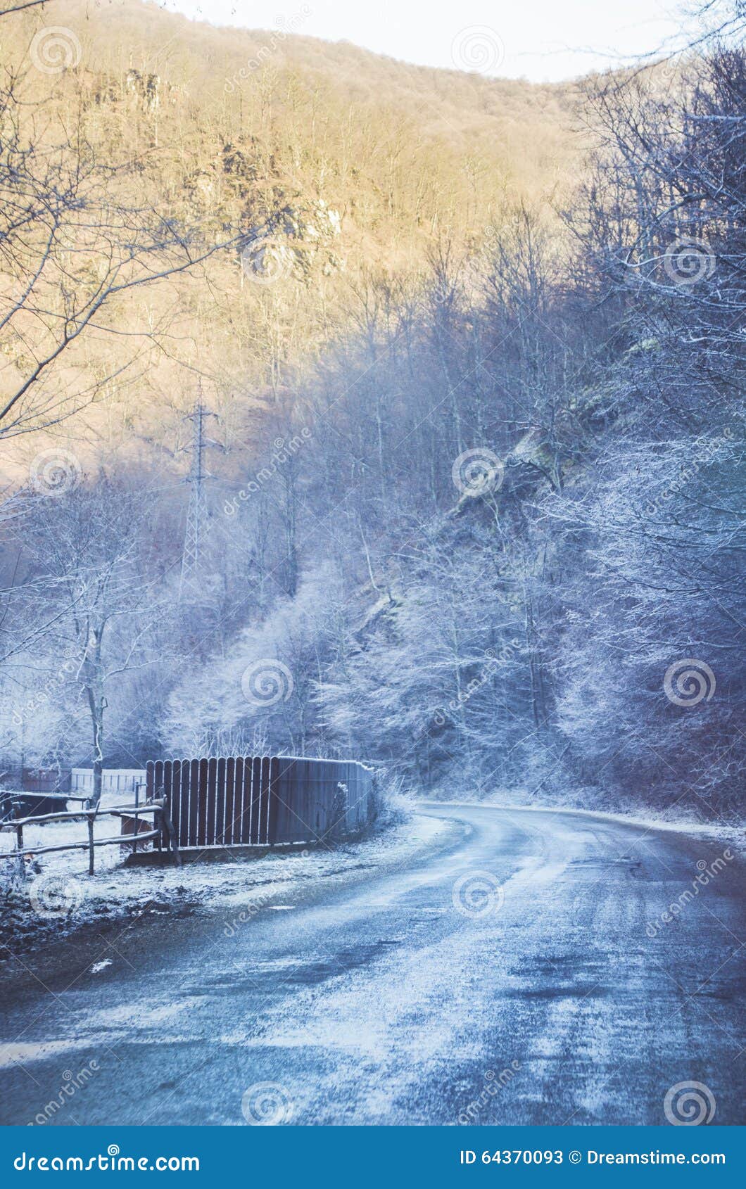 Frozen Road stock image. Image of tarnita, cold, frozen - 64370093